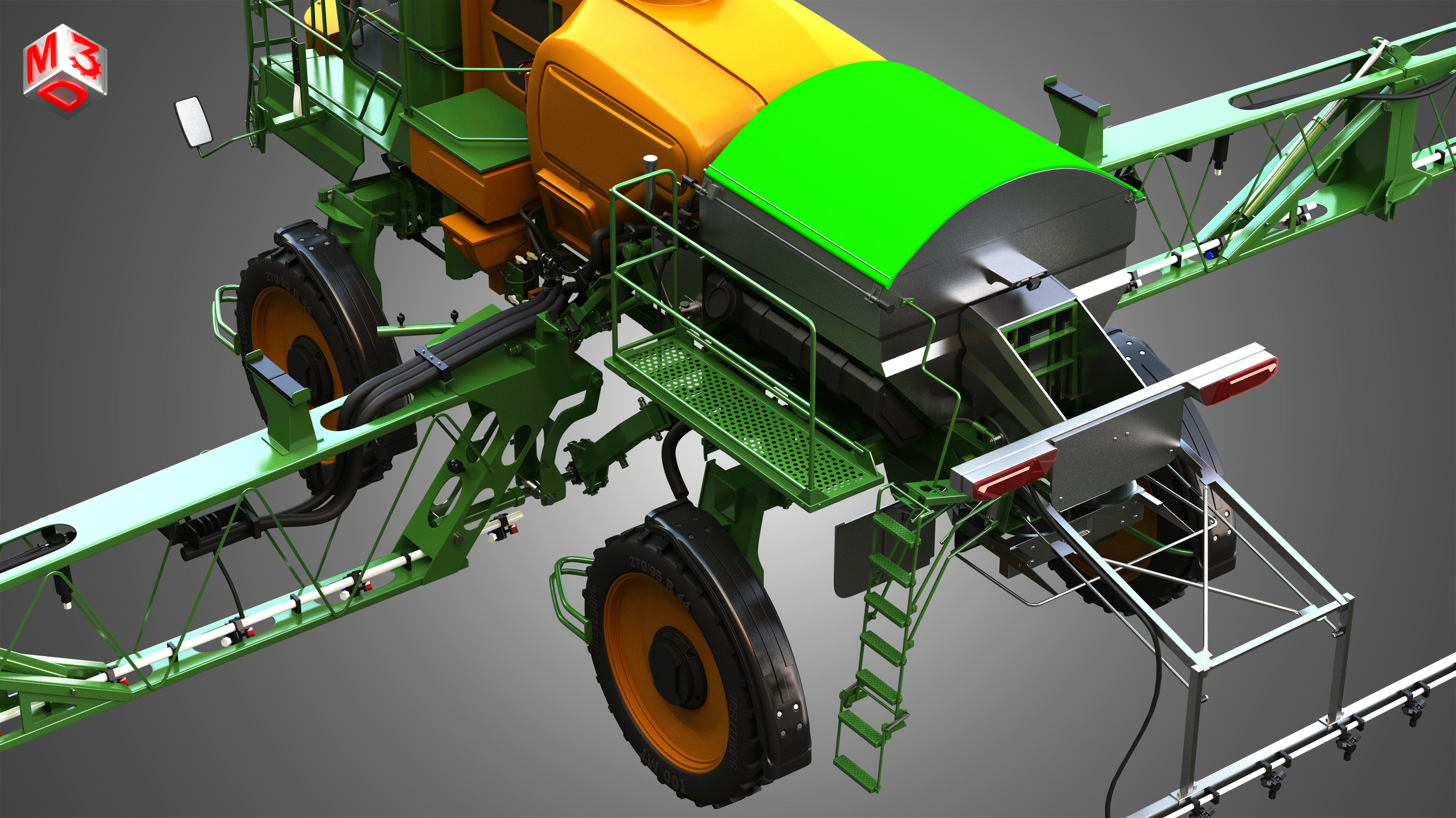 Sprayer - Spreader and Pneumatic Seeder 3 in 1 Machine 3D model | CGTrader