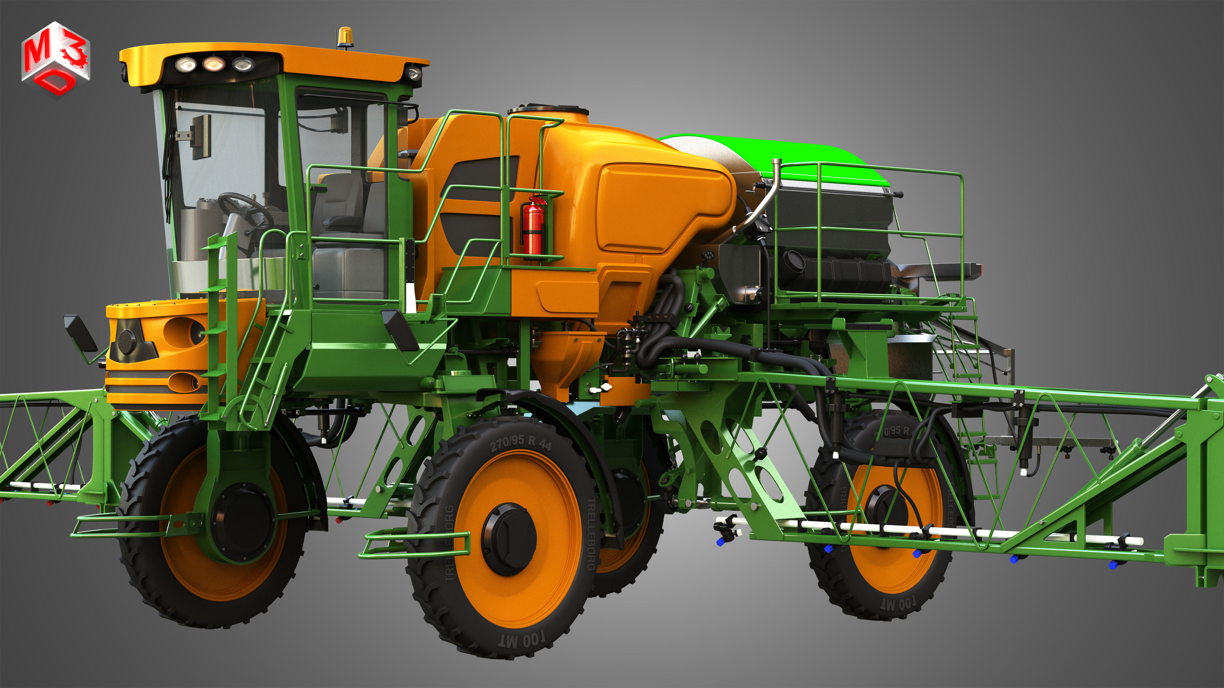 Sprayer - Spreader and Pneumatic Seeder 3 in 1 Machine 3D model | CGTrader