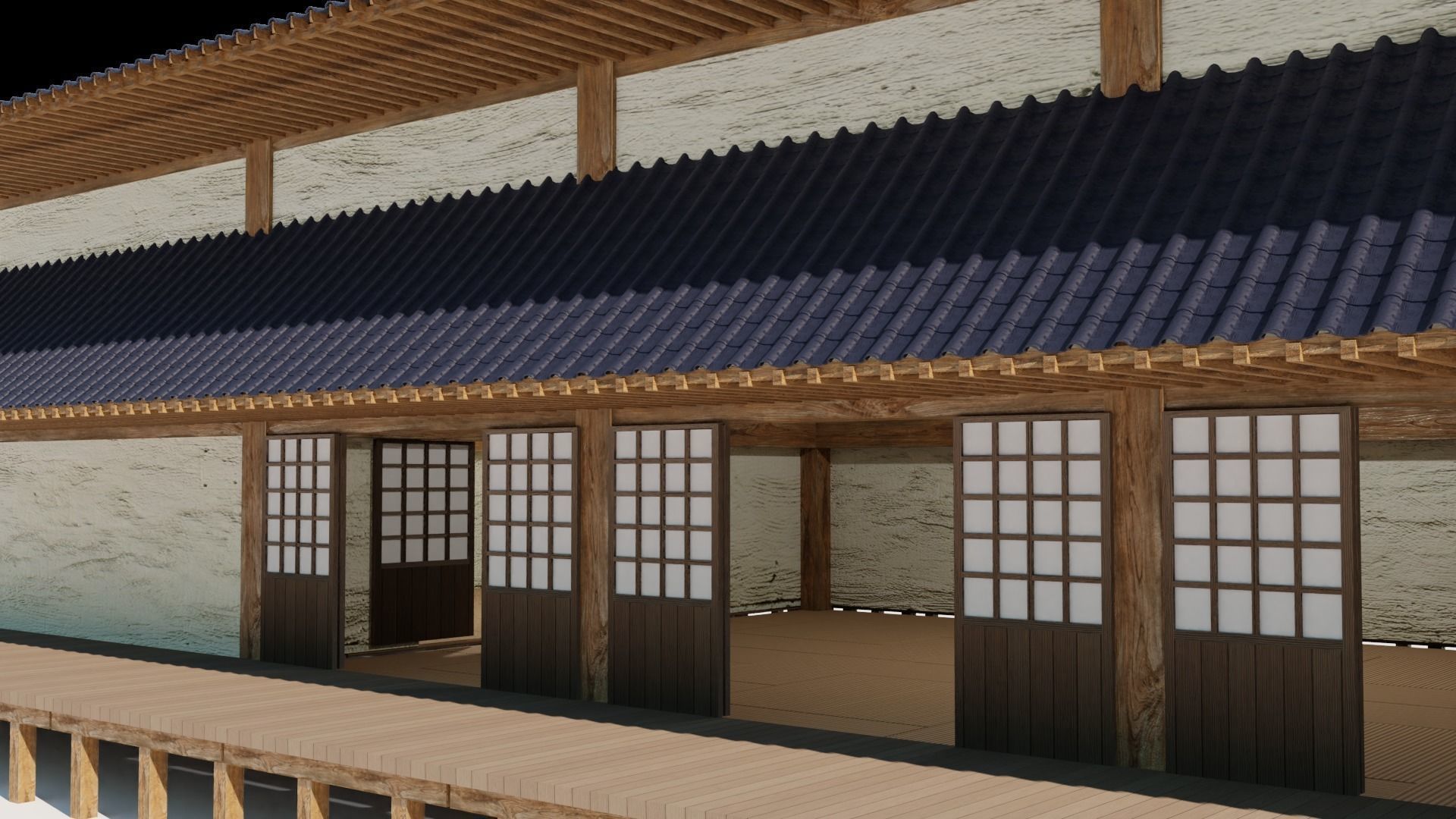 Japanese freestanding dojo 3D model | CGTrader