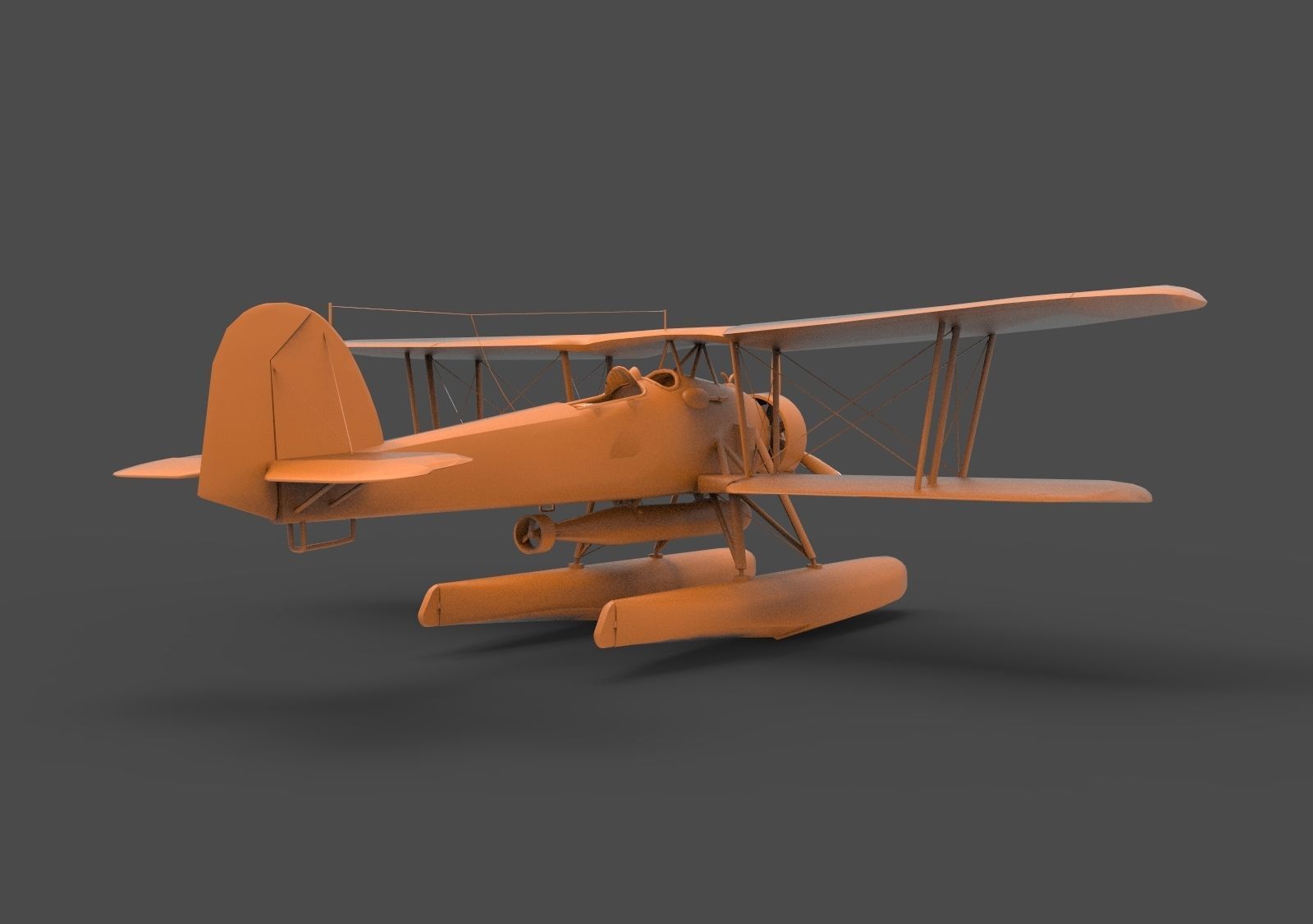 biplane orange 3D model 3D printable | CGTrader