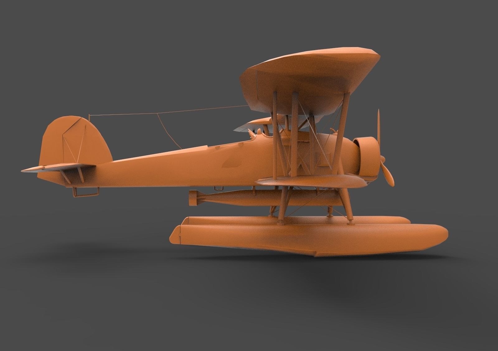 biplane orange 3D model 3D printable | CGTrader