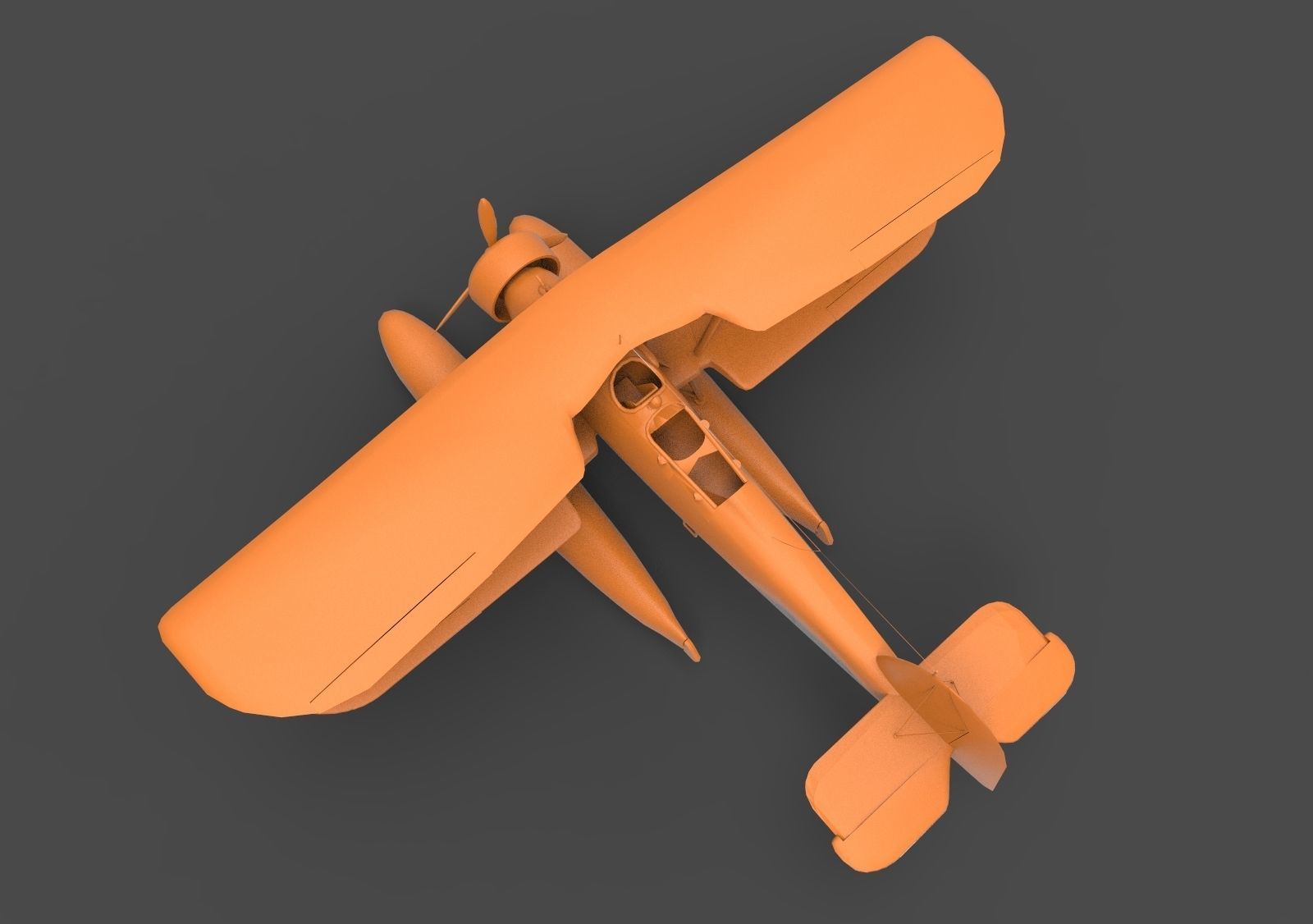 biplane orange 3D model 3D printable | CGTrader