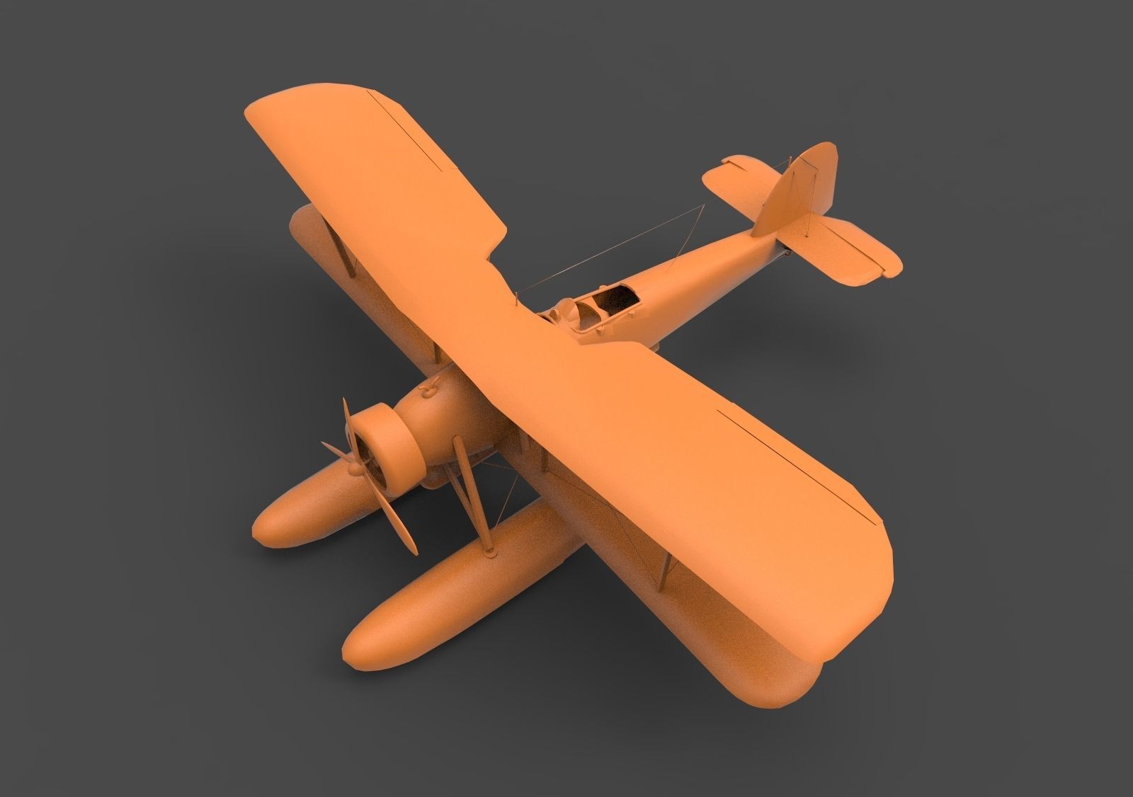 biplane orange 3D model 3D printable | CGTrader