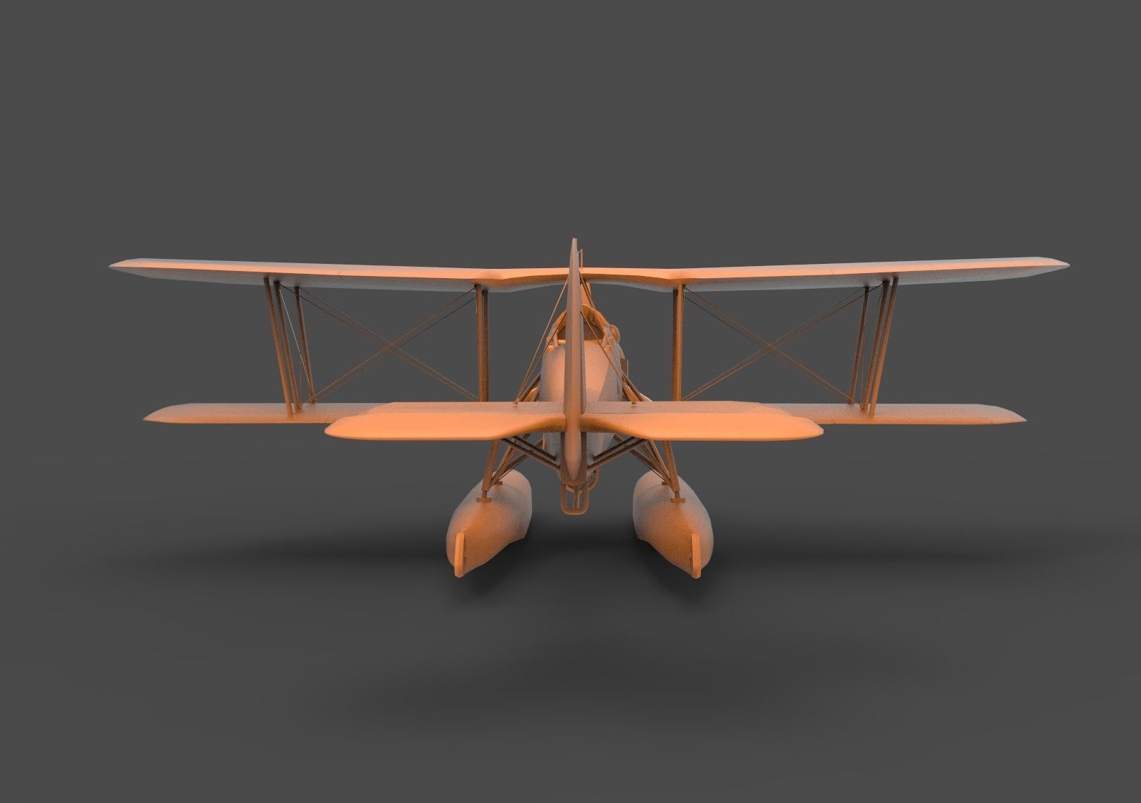 biplane orange 3D model 3D printable | CGTrader