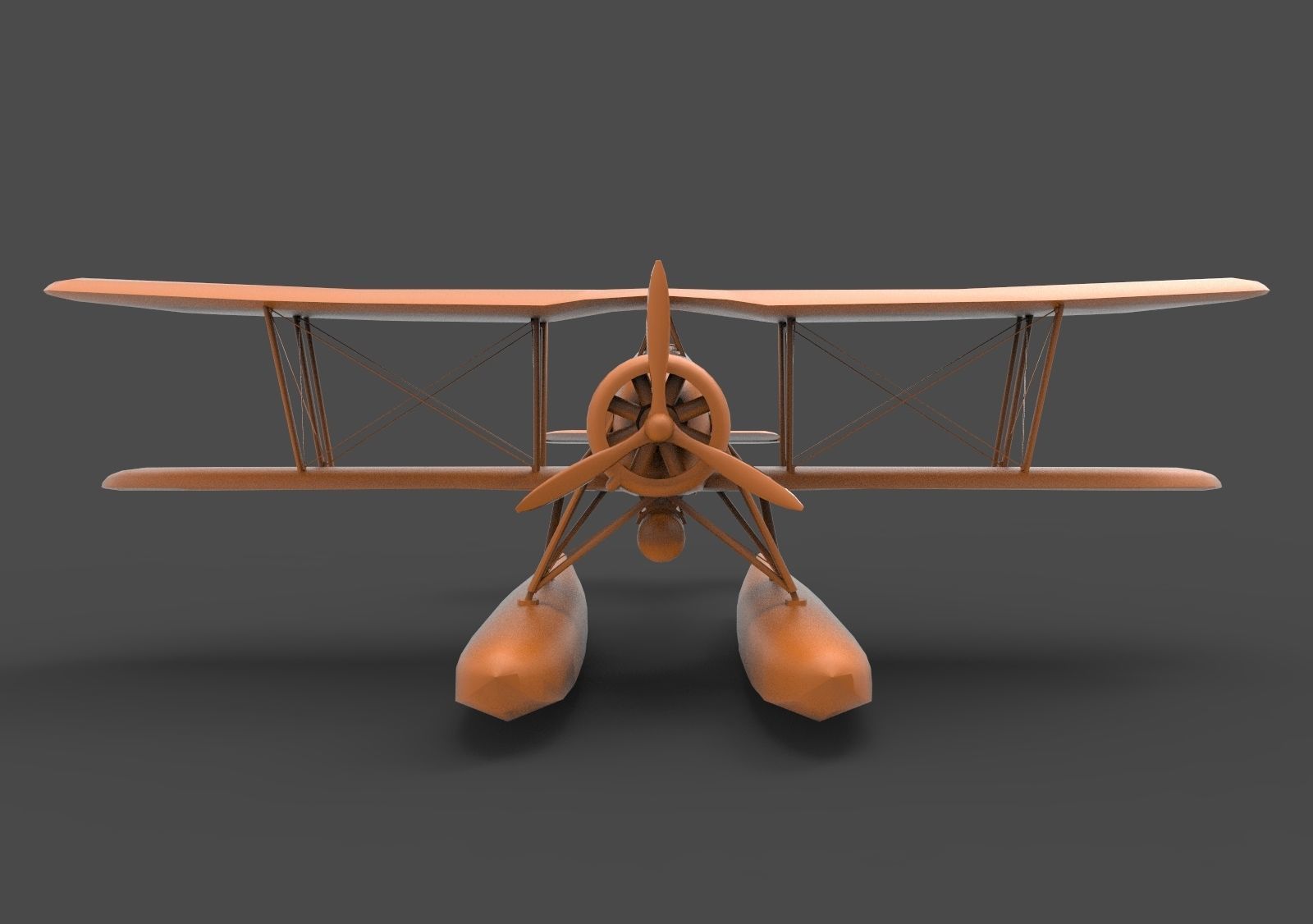biplane orange 3D model 3D printable | CGTrader