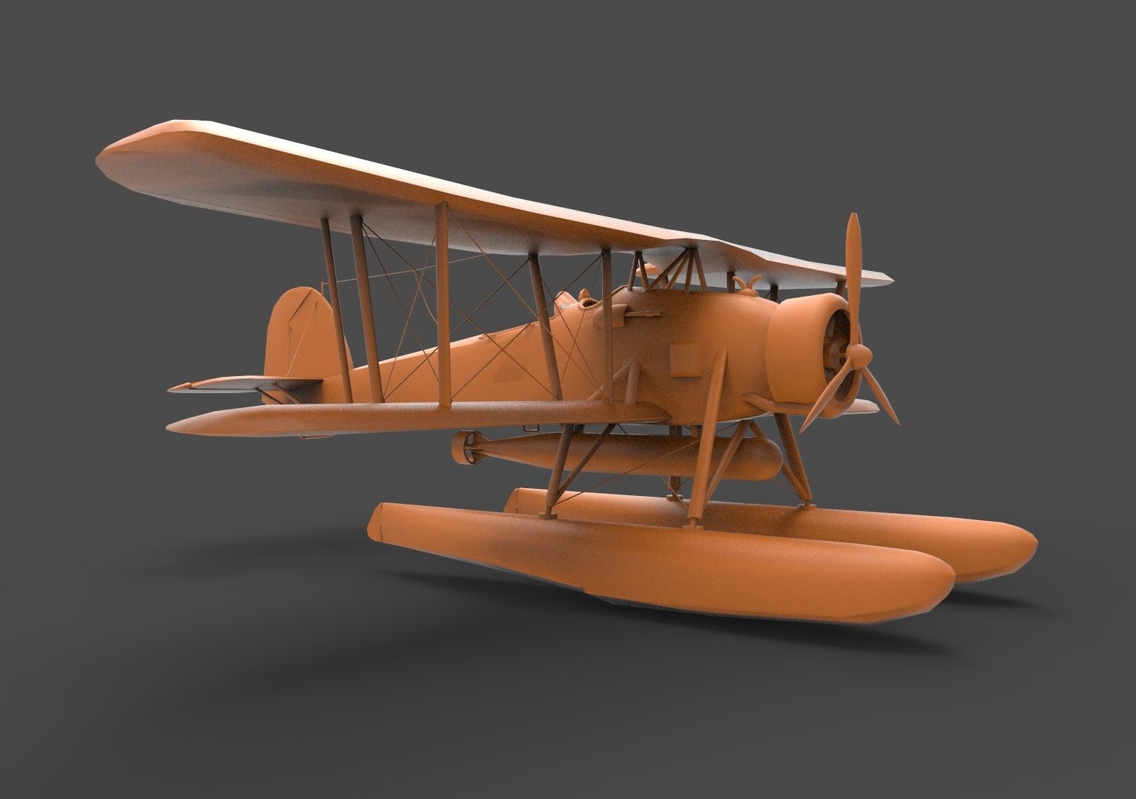 biplane orange 3D model 3D printable | CGTrader