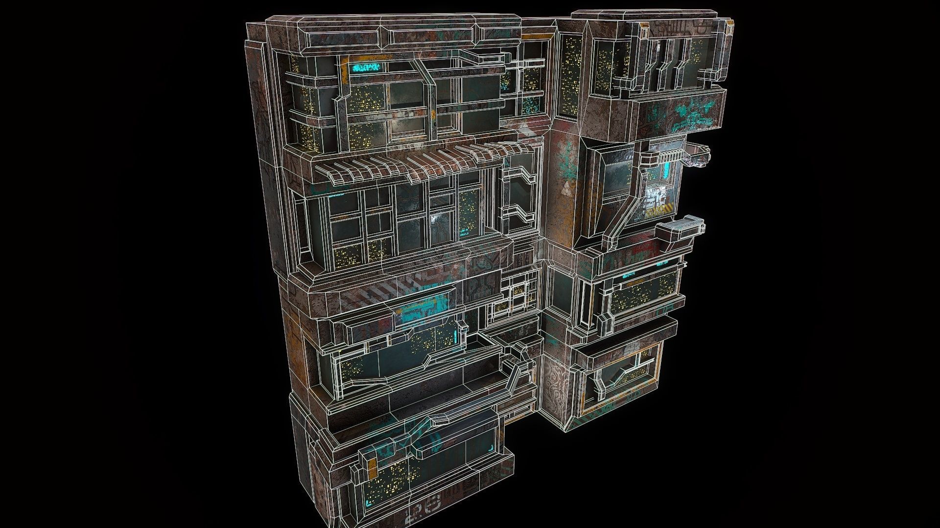 3D model Low poly sci fi building wall facade VR / AR / low-poly | CGTrader