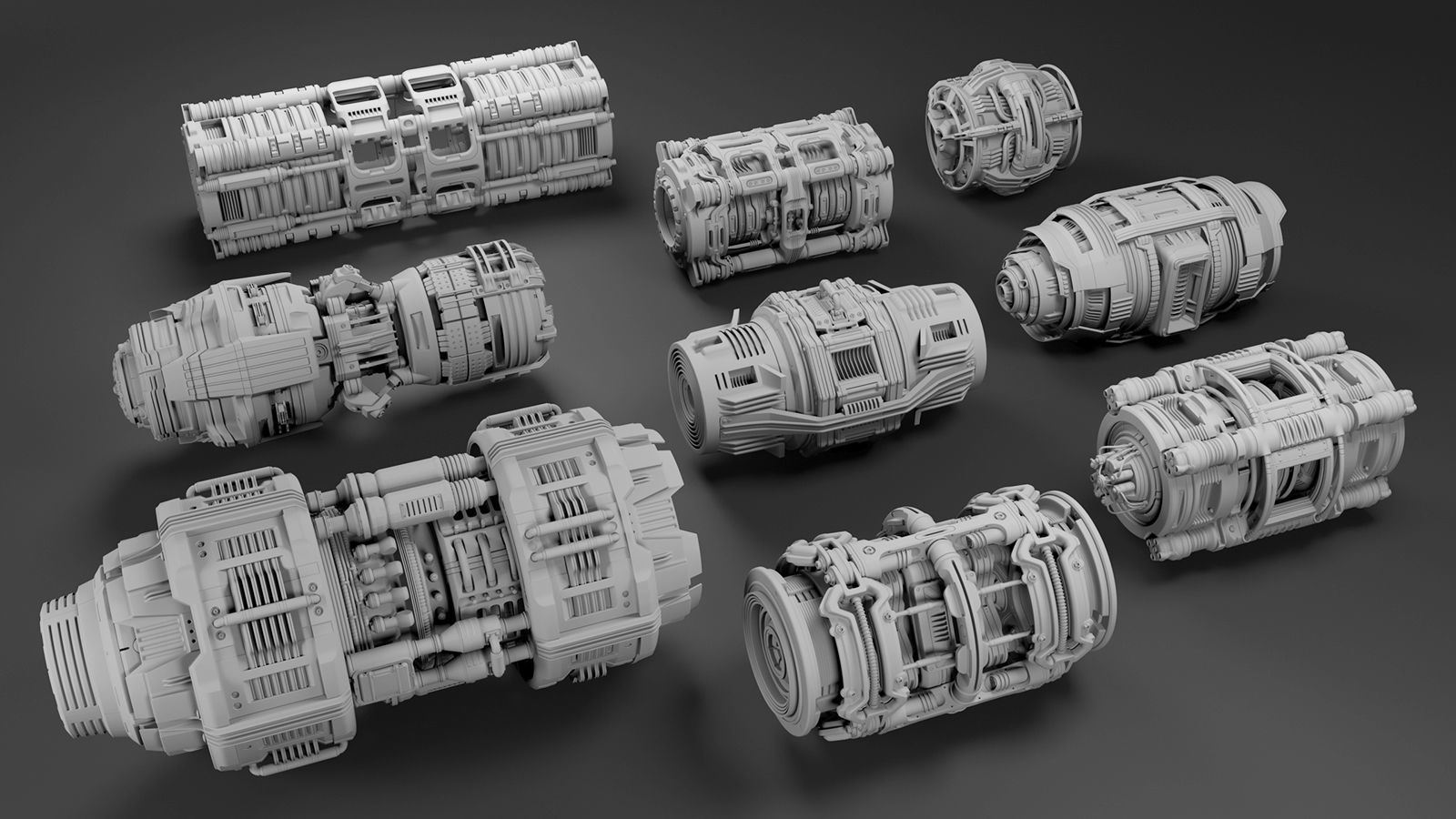 Sci Fi Mega Elements KITBASH - SUBDIVISION READY - Full pack 3D model | CGTrader