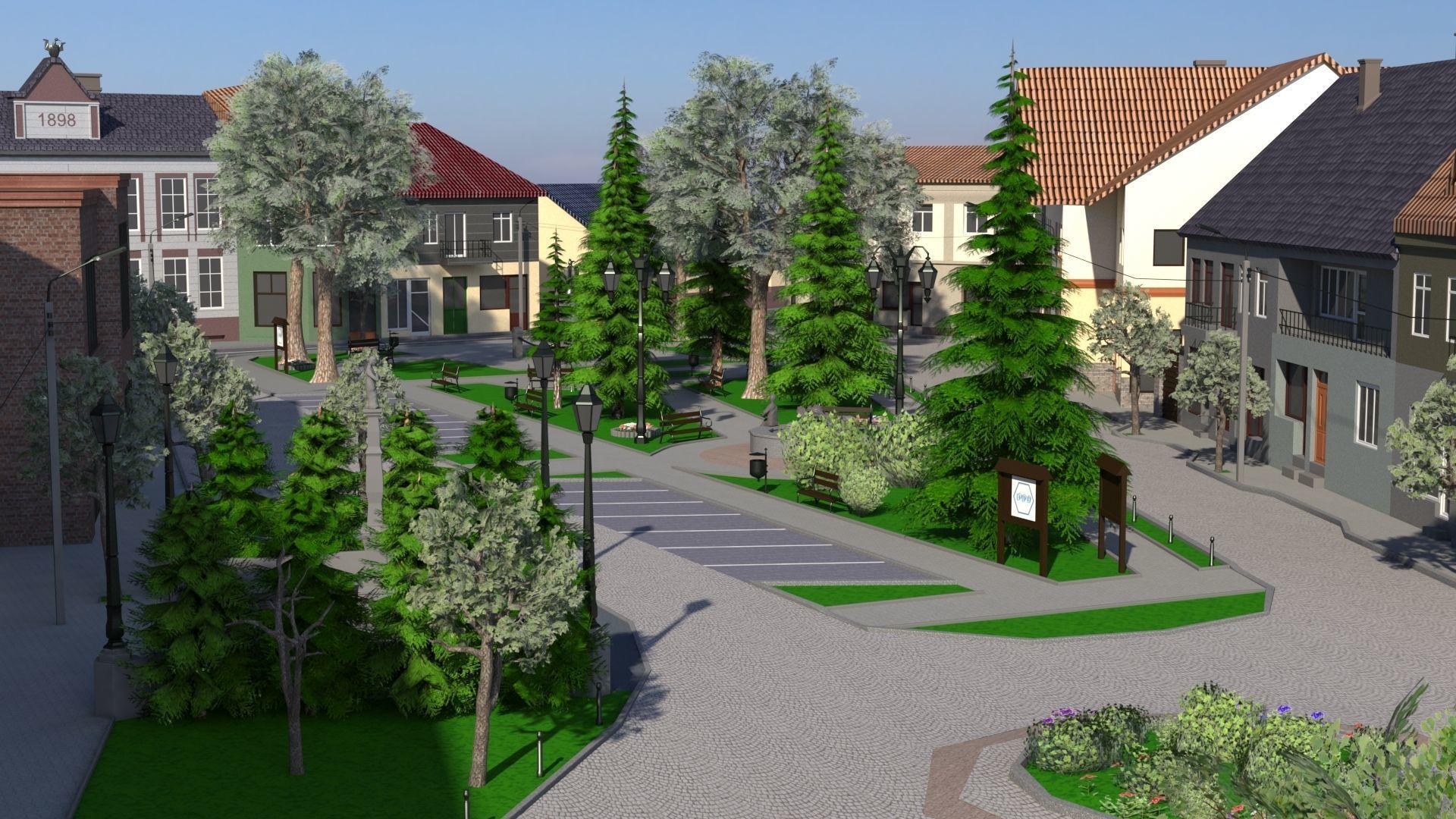 3D model Makow Podhalanski Town Square VR / AR / low-poly | CGTrader