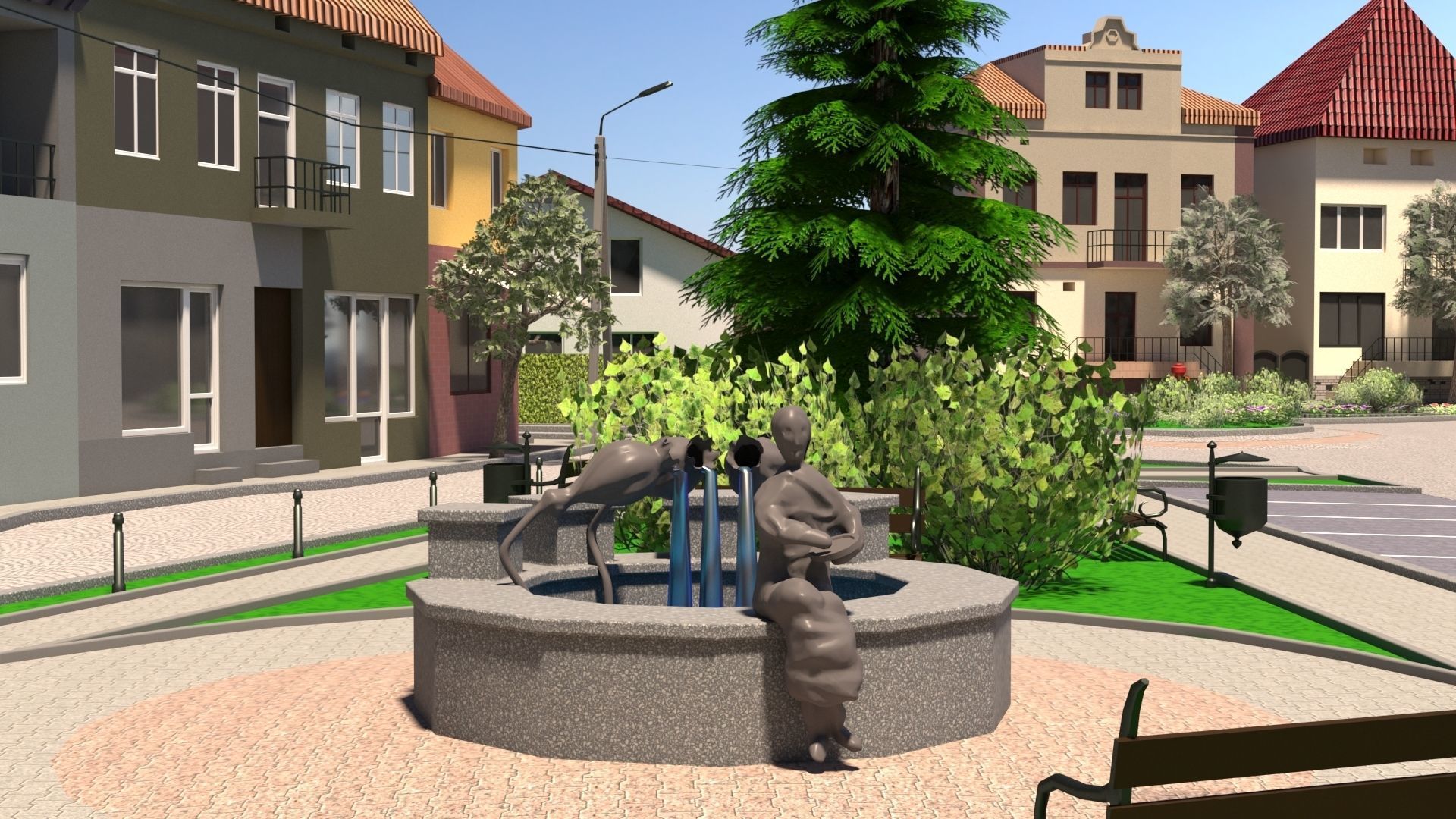 3D model Makow Podhalanski Town Square VR / AR / low-poly | CGTrader