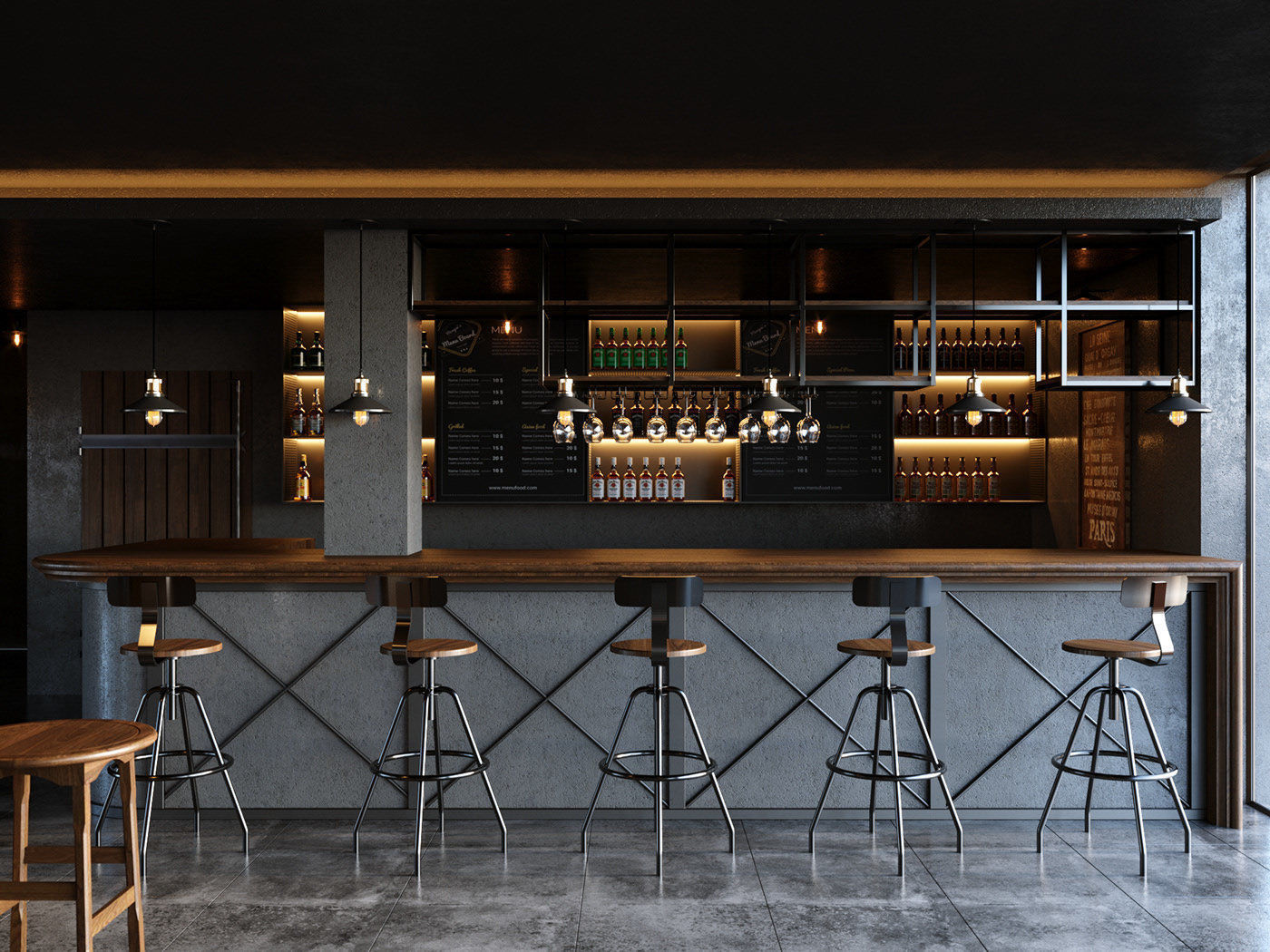 RusticPub Cafe Scene for 3ds Max Corona Render 3D model 3D model ...