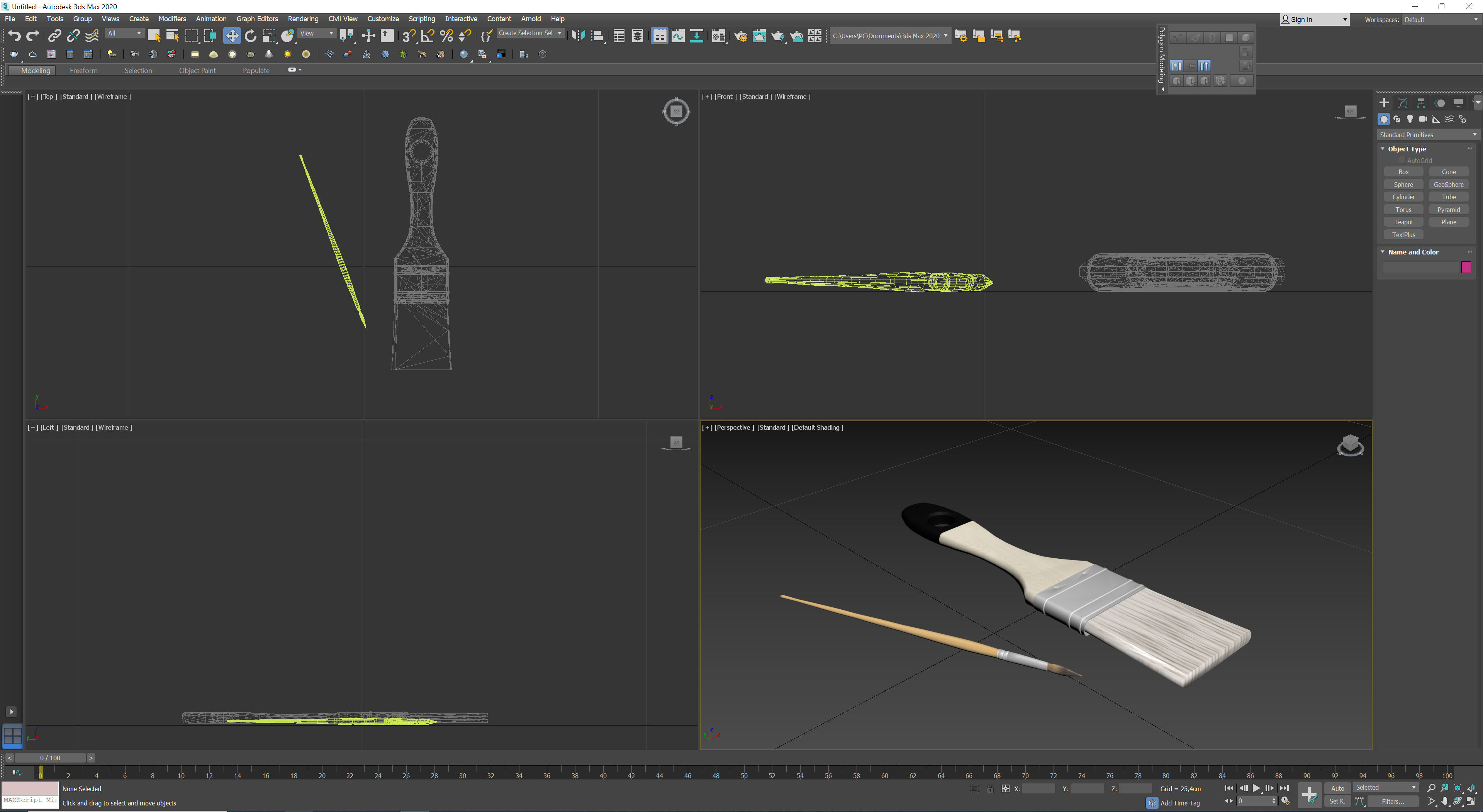 3D model Brushes Lowpoly paint brush VR / AR / low-poly | CGTrader