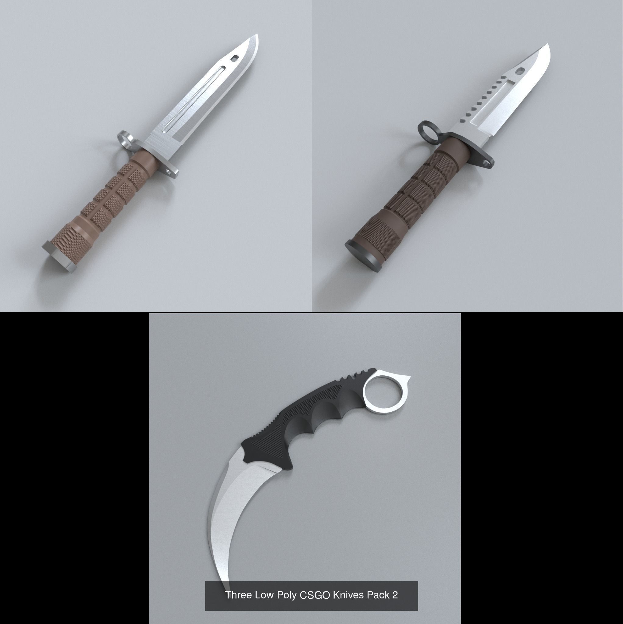 3D Model Collection CSGO Knives Pack VR / AR / low-poly | CGTrader