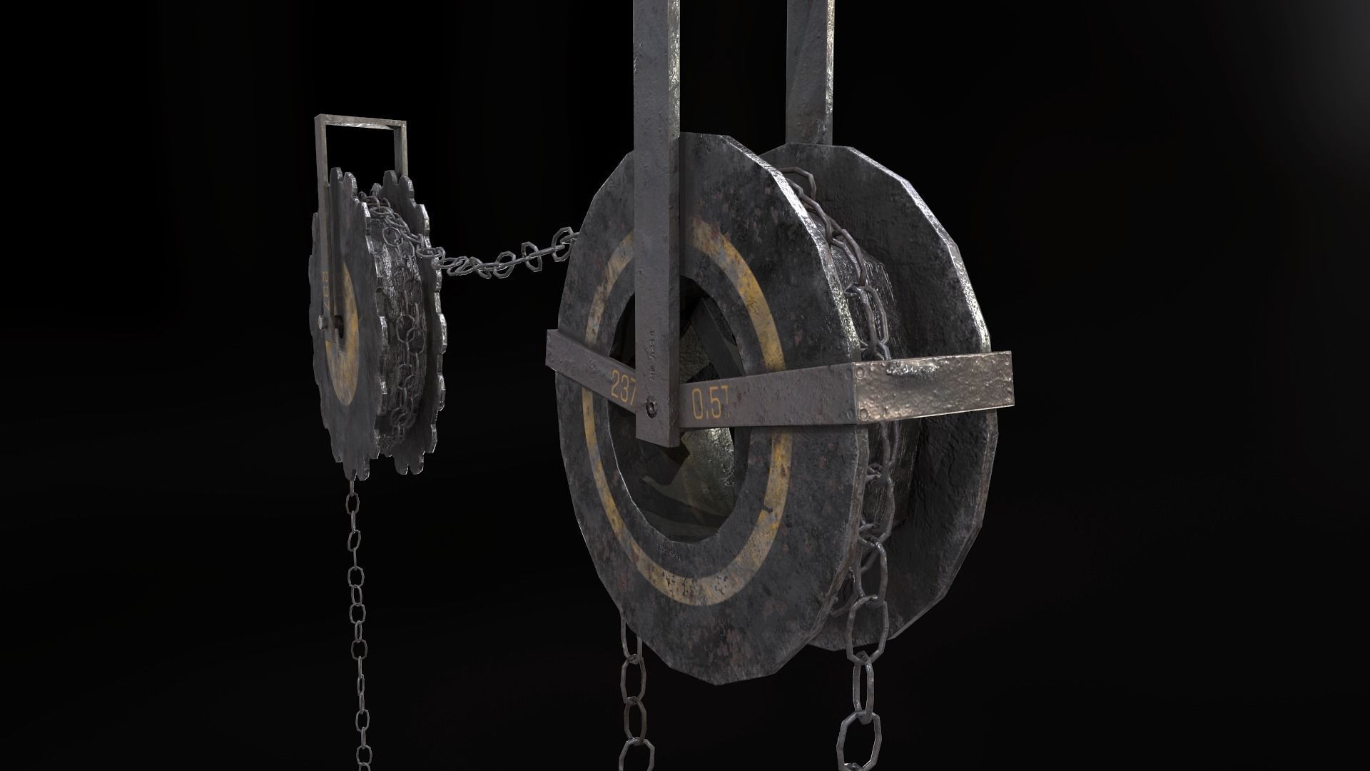 3D model Hoist clock with chains hanging from it VR / AR / low-poly ...