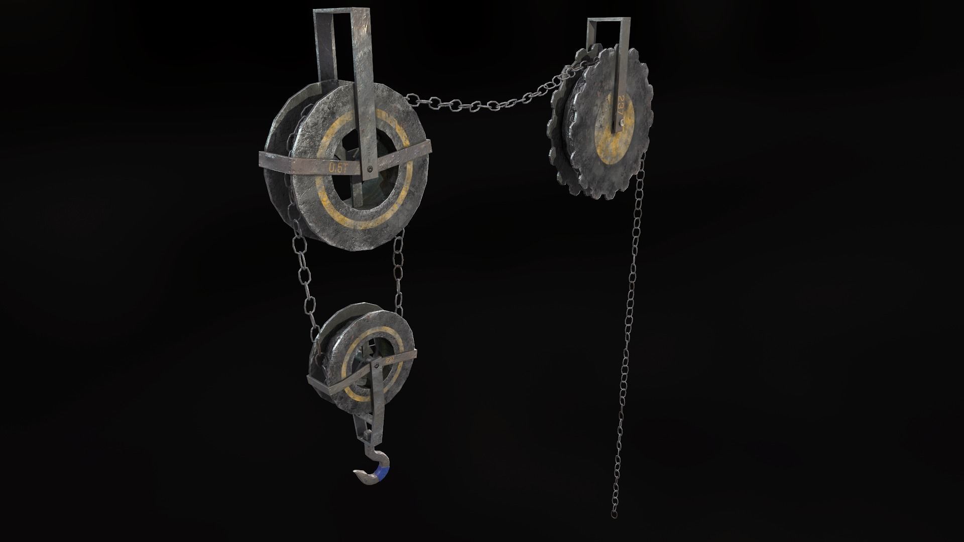 3D model Hoist clock with chains hanging from it VR / AR / low-poly ...