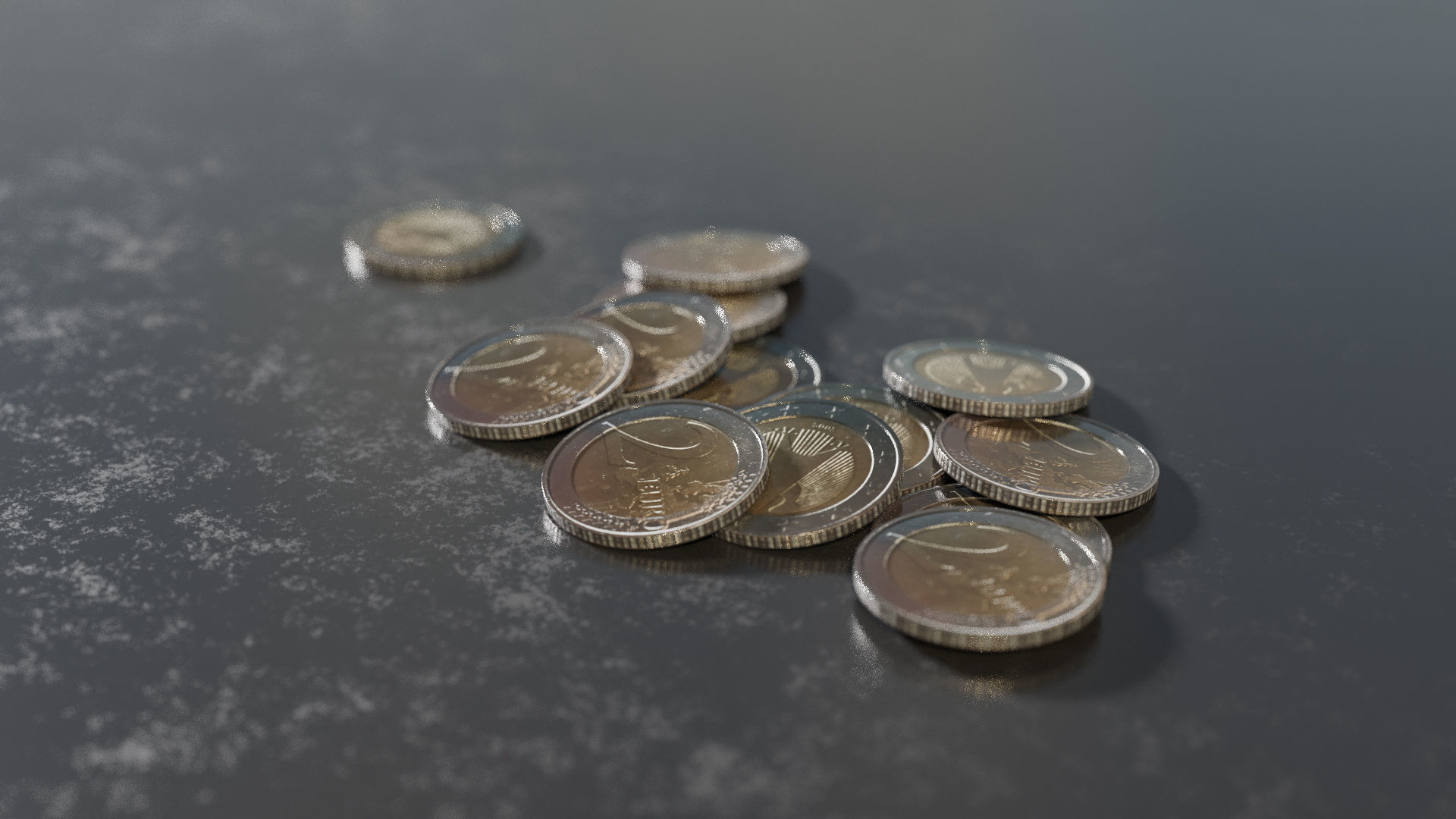 3D model one and two Euro coins VR / AR / low-poly | CGTrader