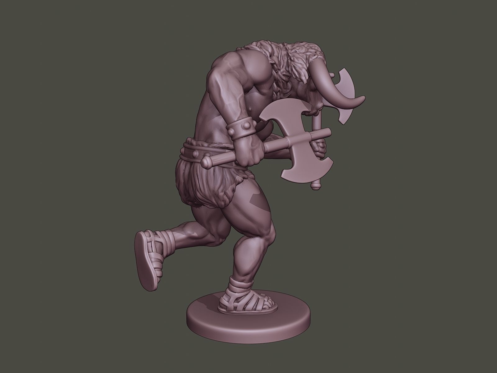 Minotaur Warrior Running two Axes 3D model 3D printable | CGTrader
