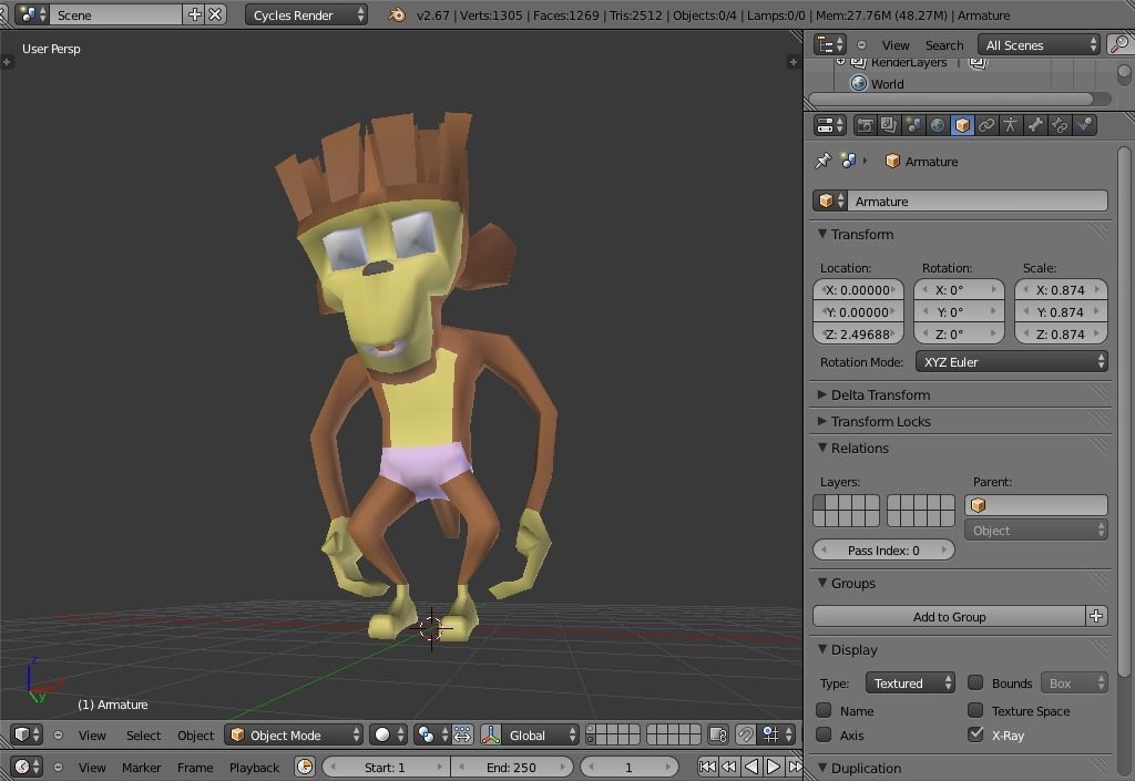 3D model monkey made in blender VR / AR / low-poly rigged animated ...