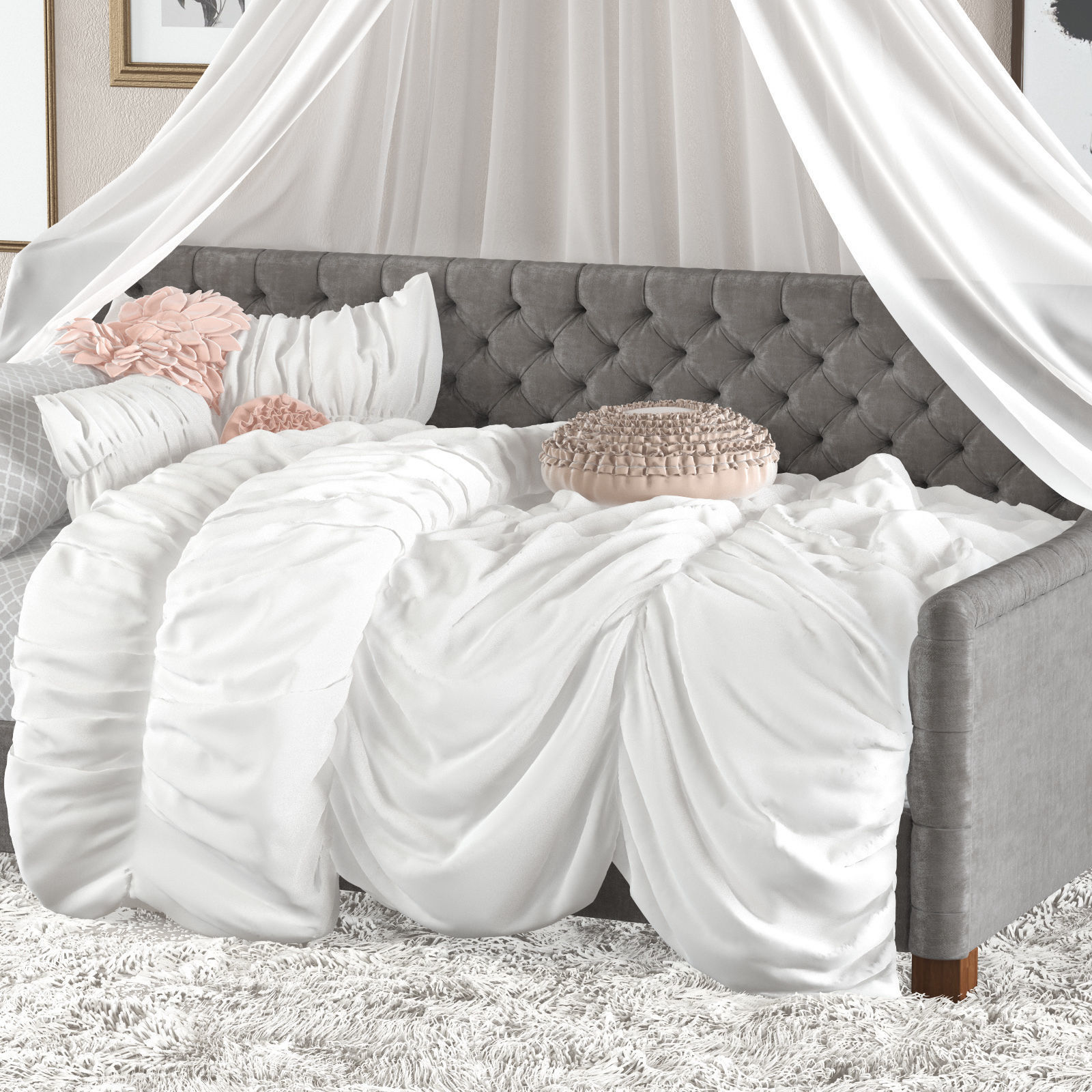 Devyn Tufted Velvet Daybed Restoration Hardware 3D model | CGTrader