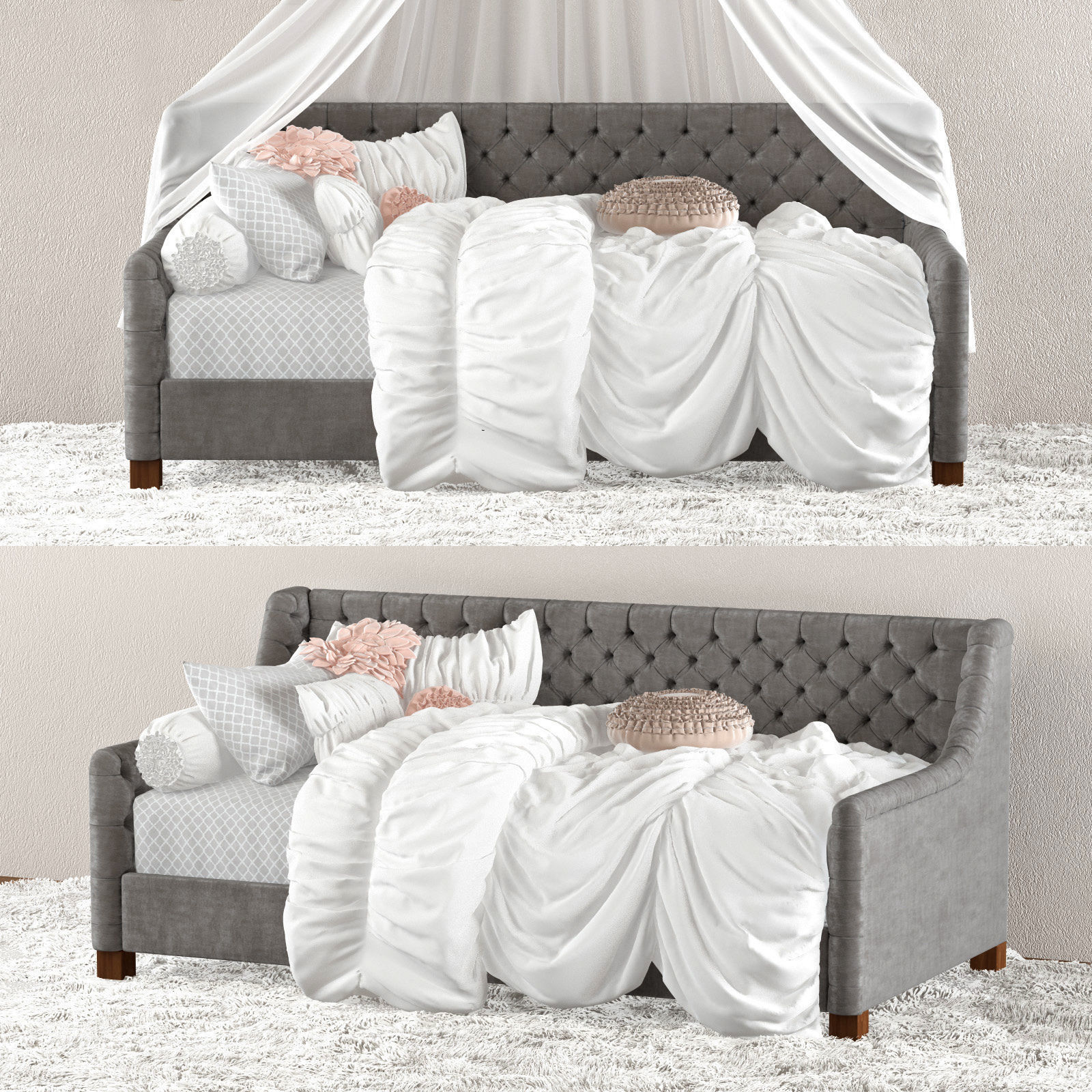 Devyn Tufted Velvet Daybed Restoration Hardware 3D model | CGTrader