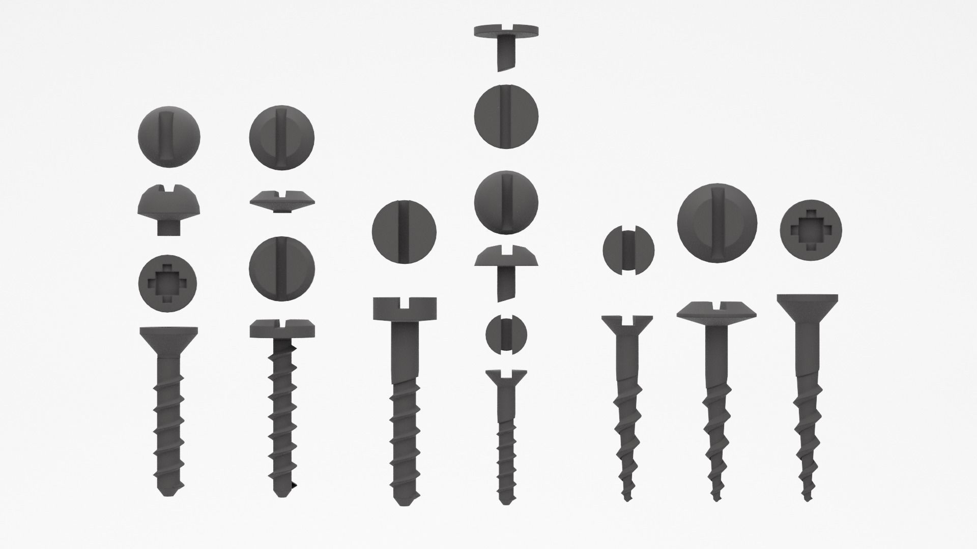 3D model Screws set bolt VR / AR / low-poly | CGTrader