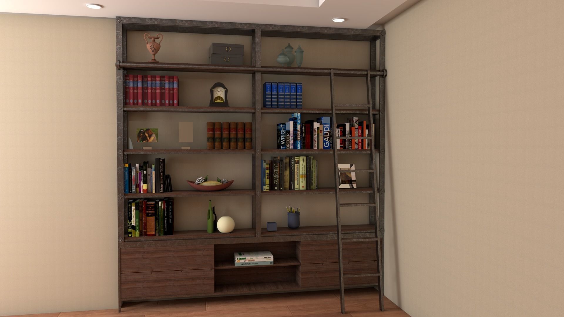 Bookcase design free 3D model | CGTrader