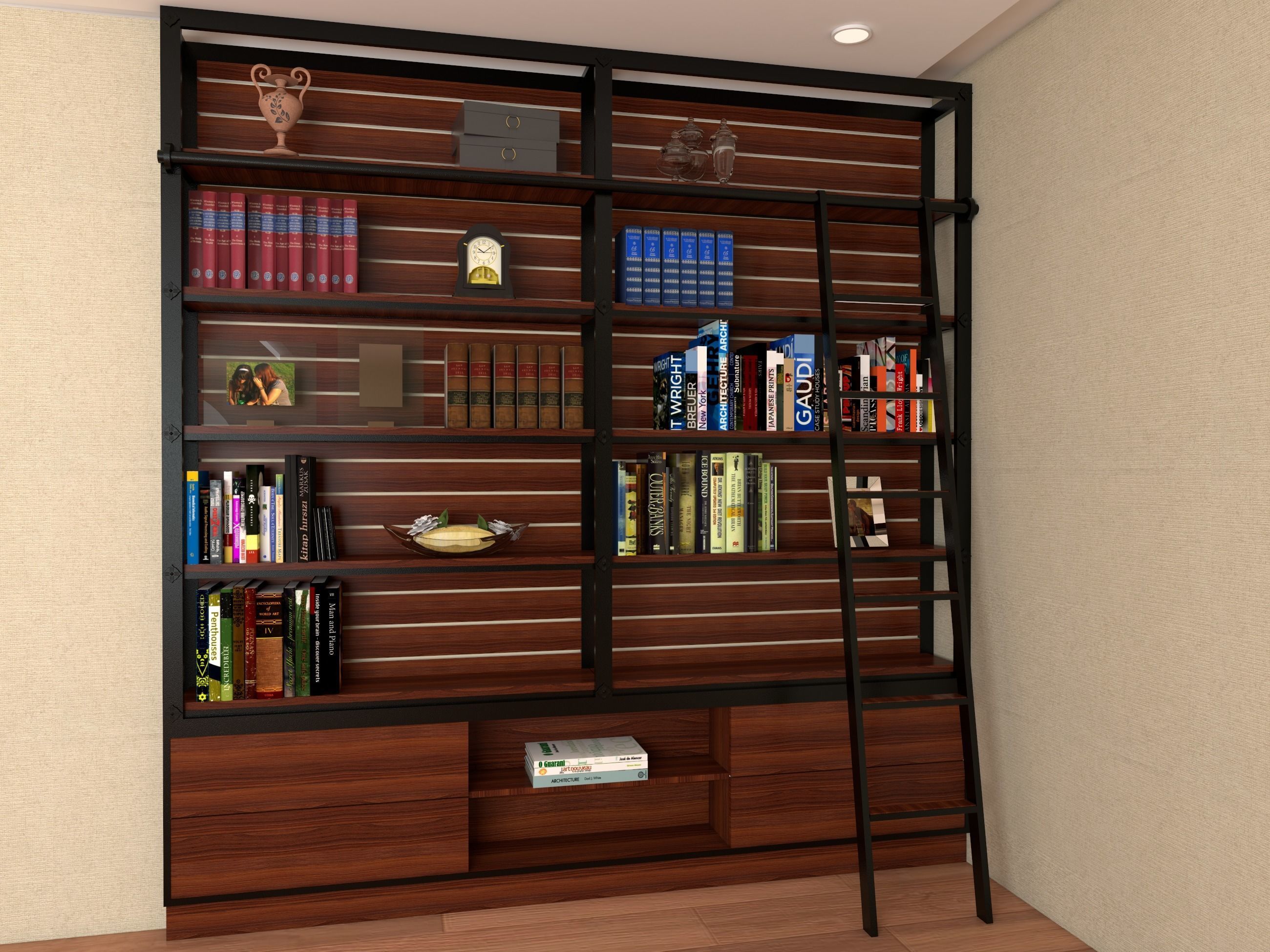 Bookcase design free 3D model | CGTrader
