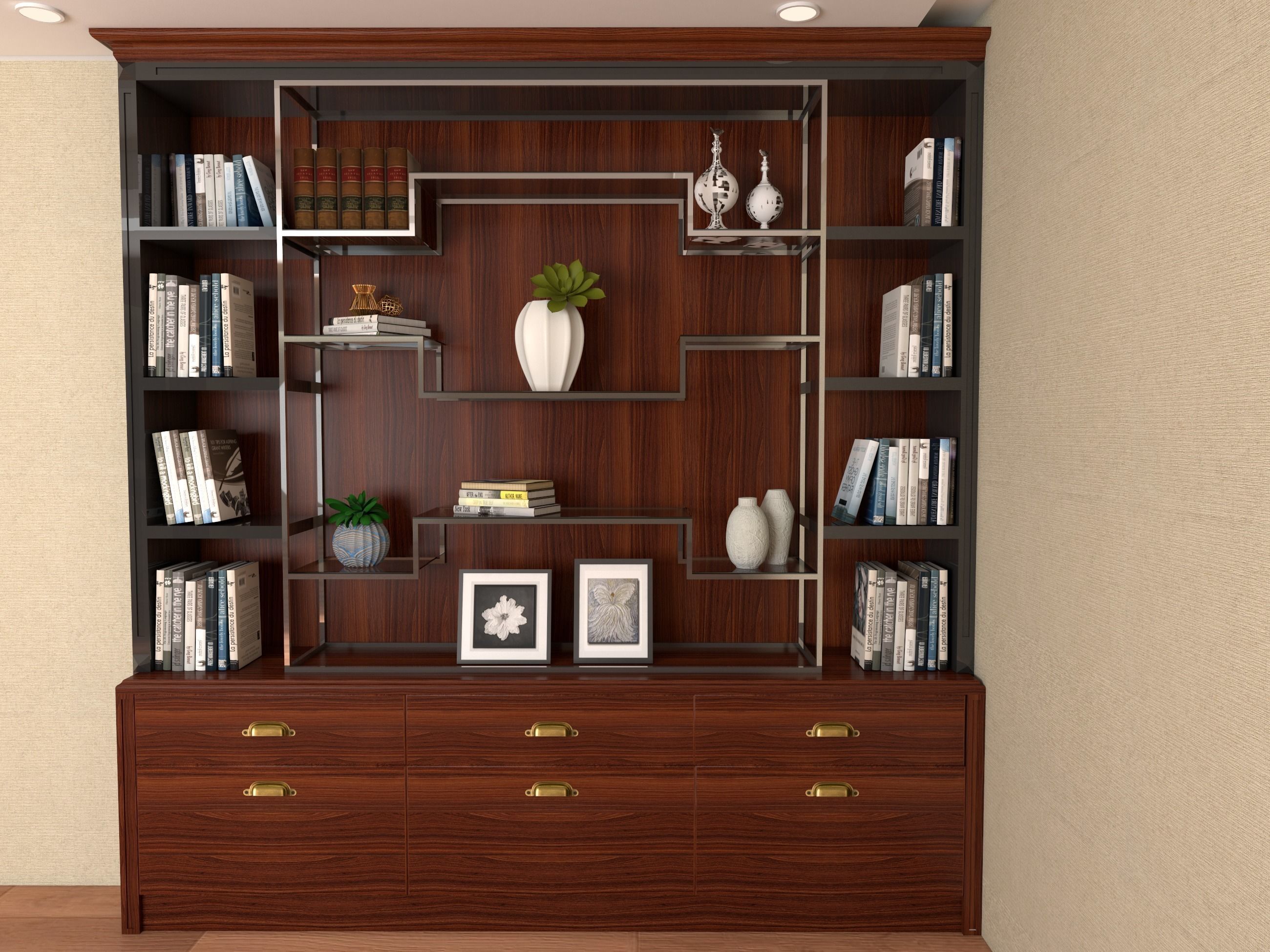 Bookcase design free 3D model | CGTrader