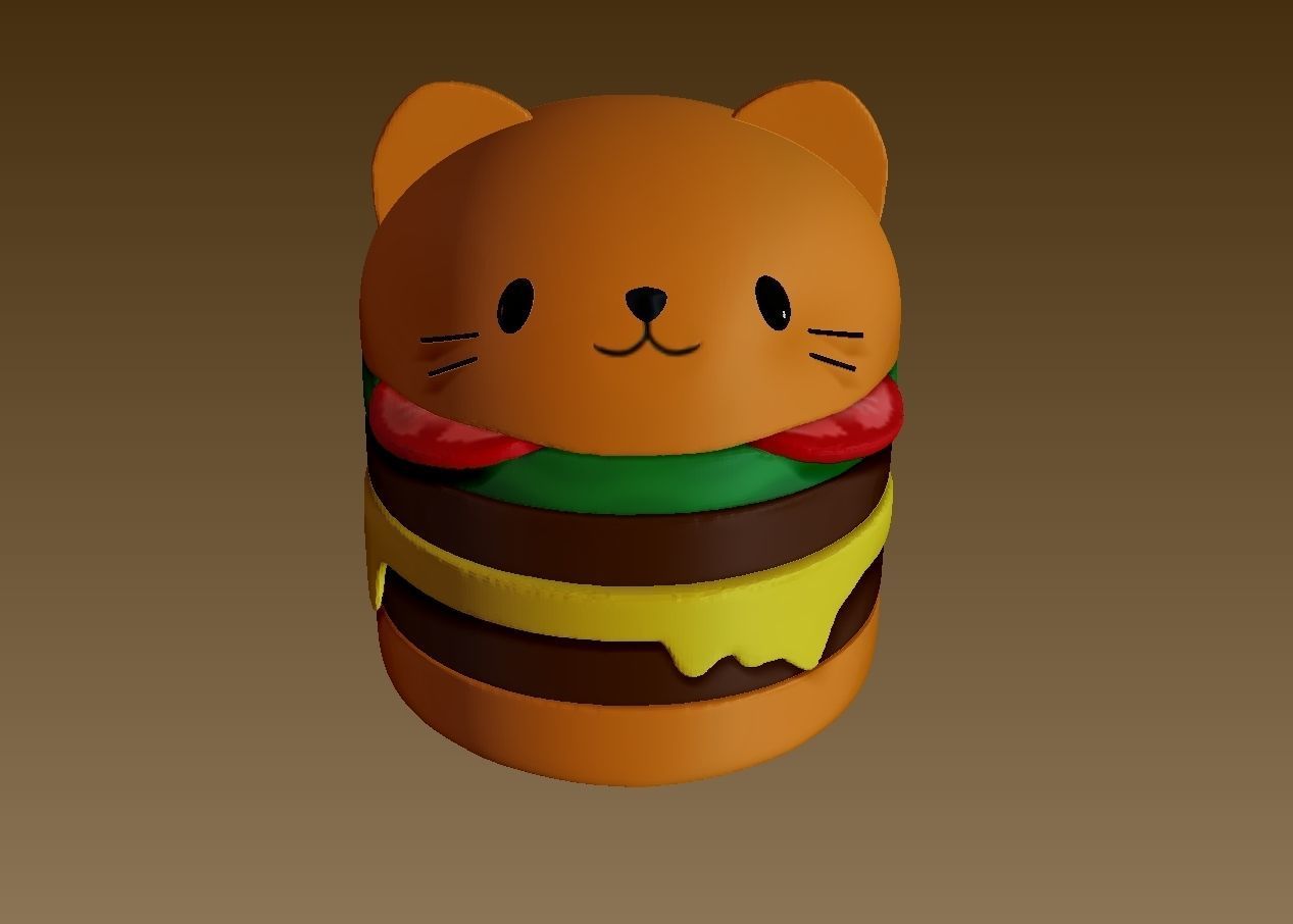 burger cat 3D model 3D printable | CGTrader