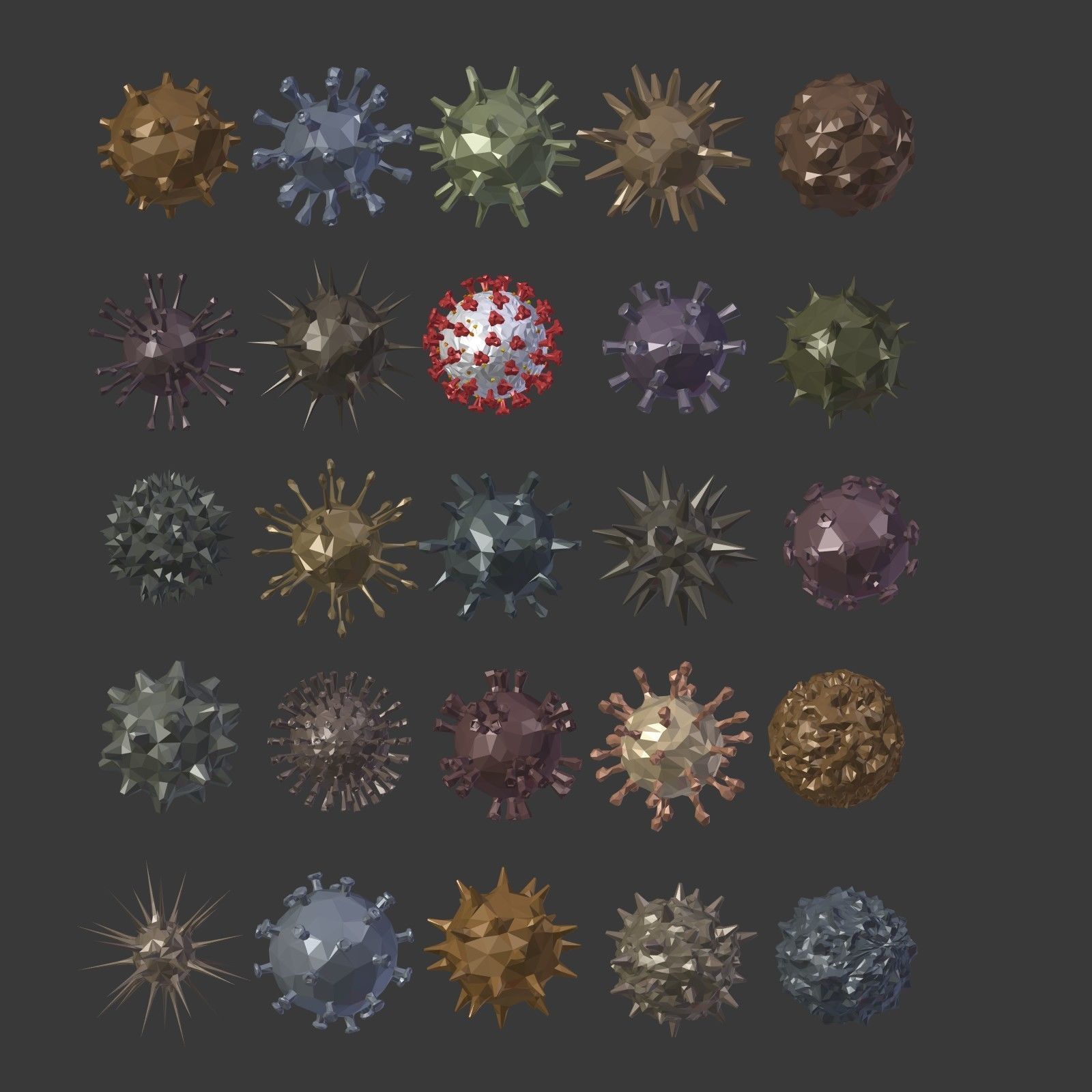 3D model Mega Pack Viruses and Cells - Origami Style Collection VR / AR ...