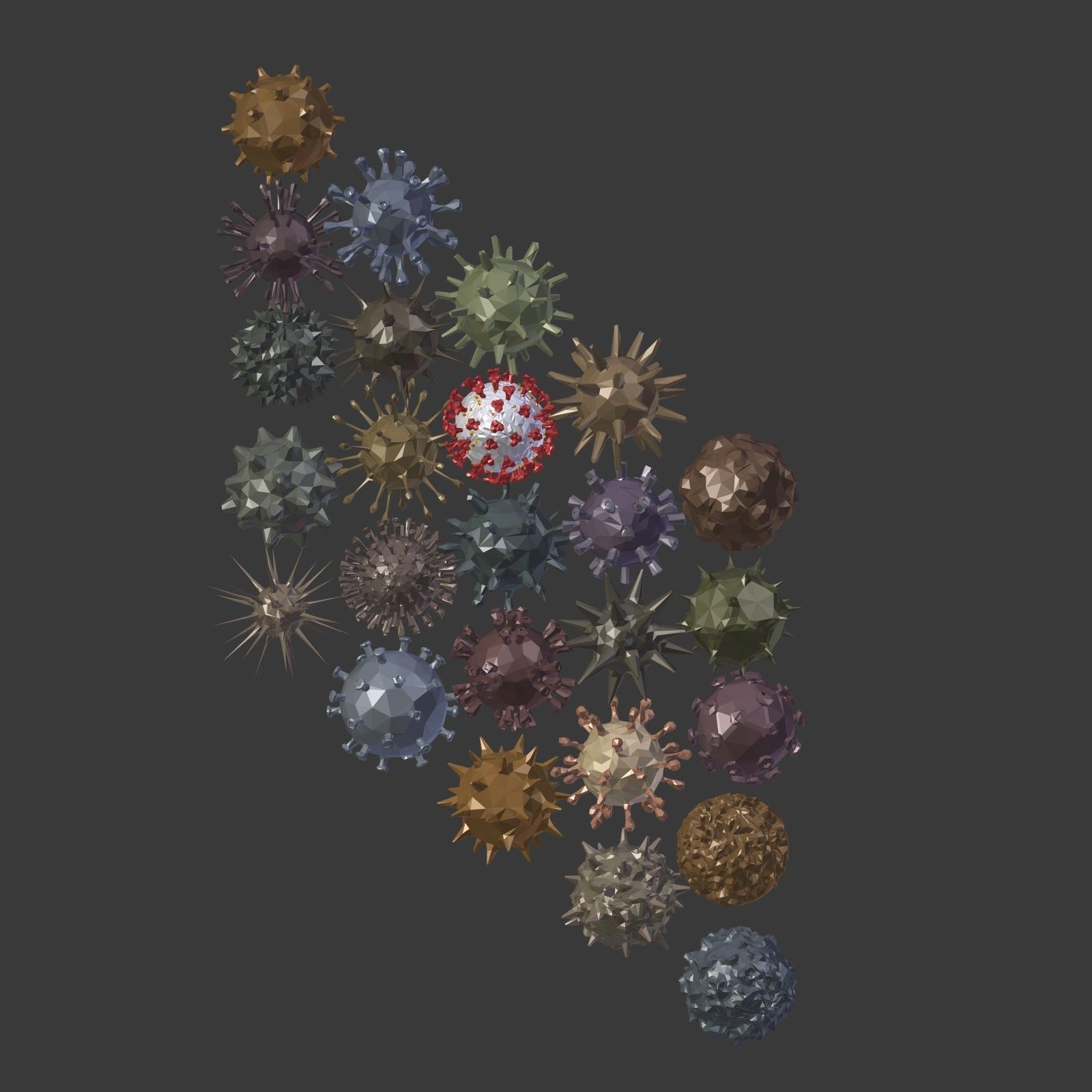 3D model Mega Pack Viruses and Cells - Origami Style Collection VR / AR ...