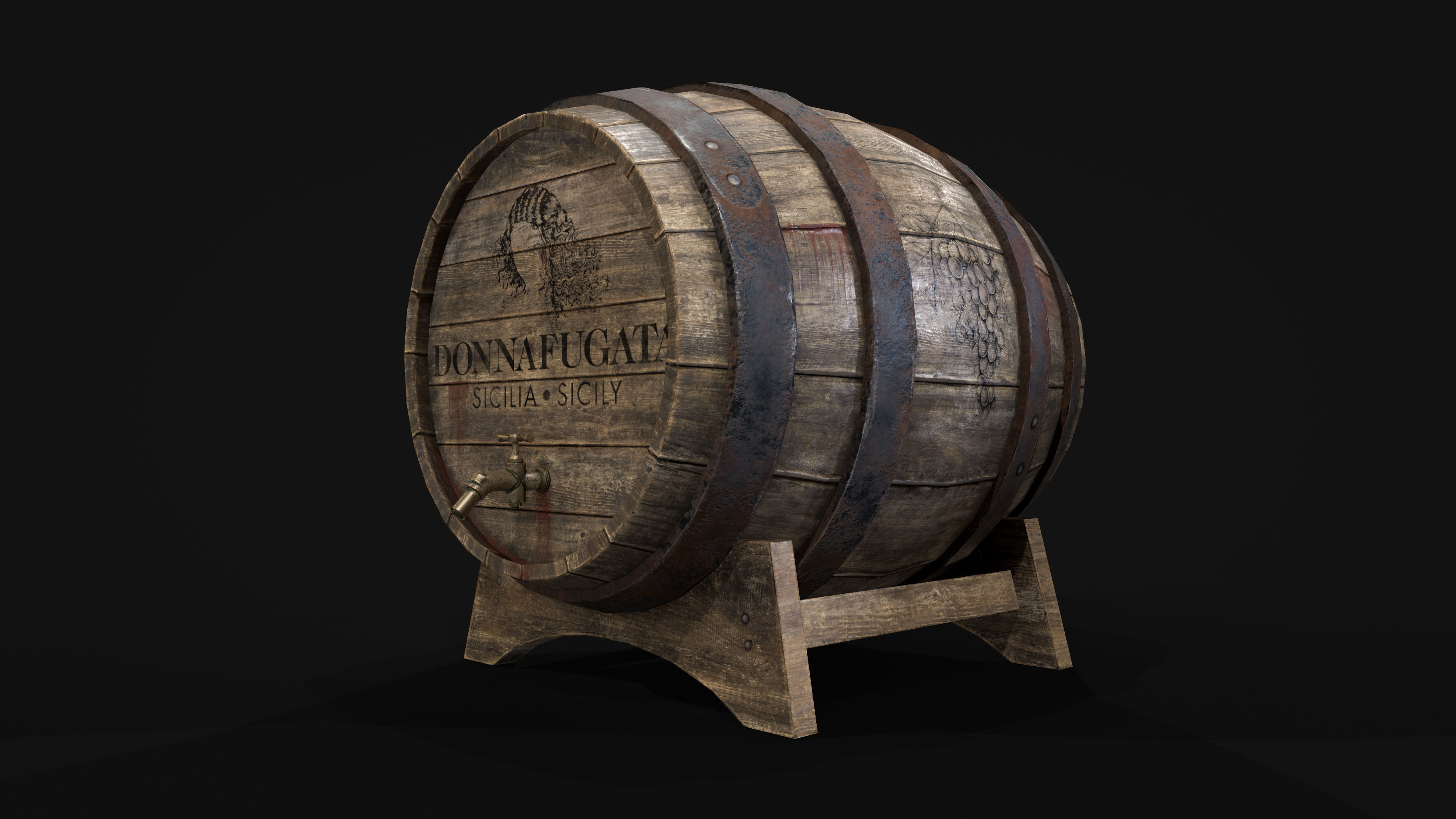 3D model Old Wooden Barrel PBR Textures Low Poly 3D model VR / AR / low ...
