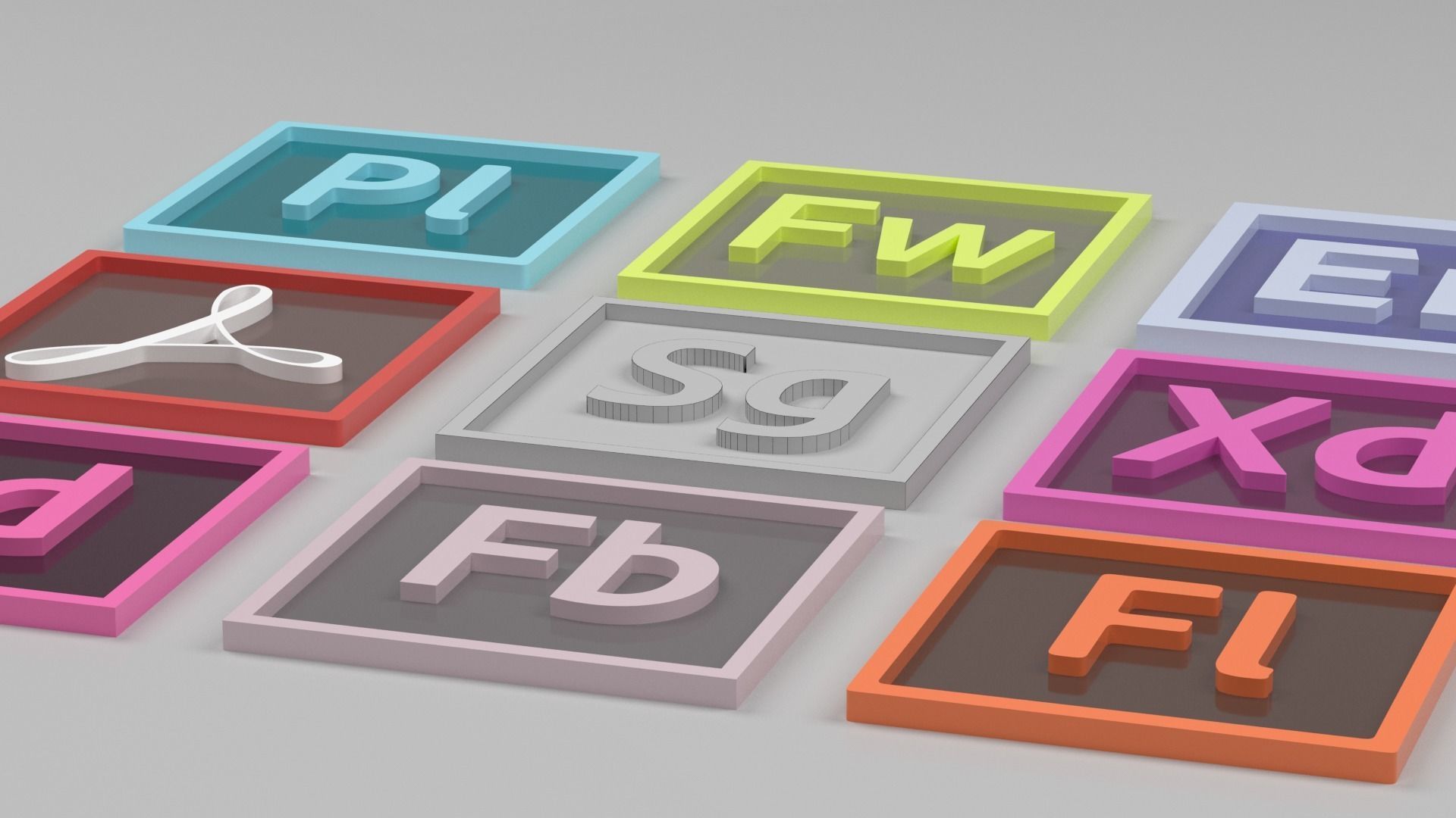 Adobe Icon or Logo pack 2 3D model | CGTrader