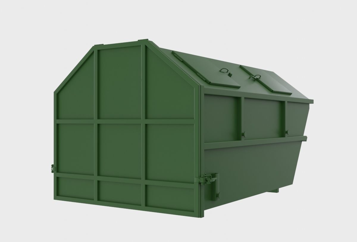 3D model Steel dumpster 10 cubic meters with lids VR / AR / low-poly ...