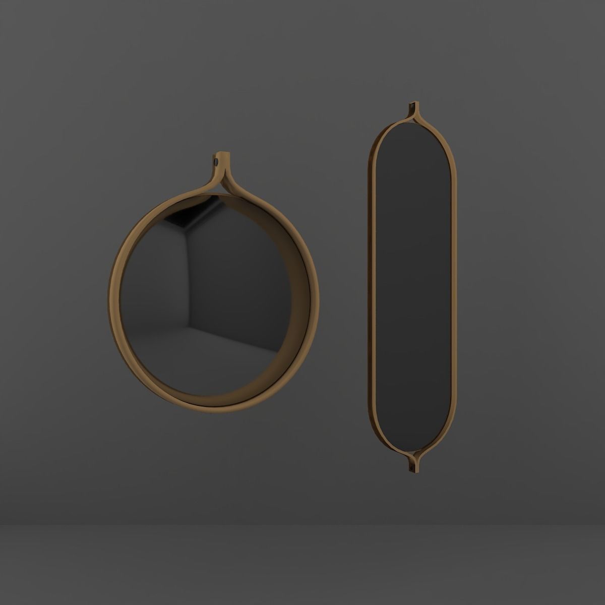 Mirrors pair of circular free 3D model | CGTrader