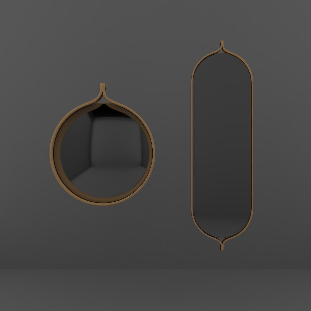 Mirrors pair of circular free 3D model | CGTrader