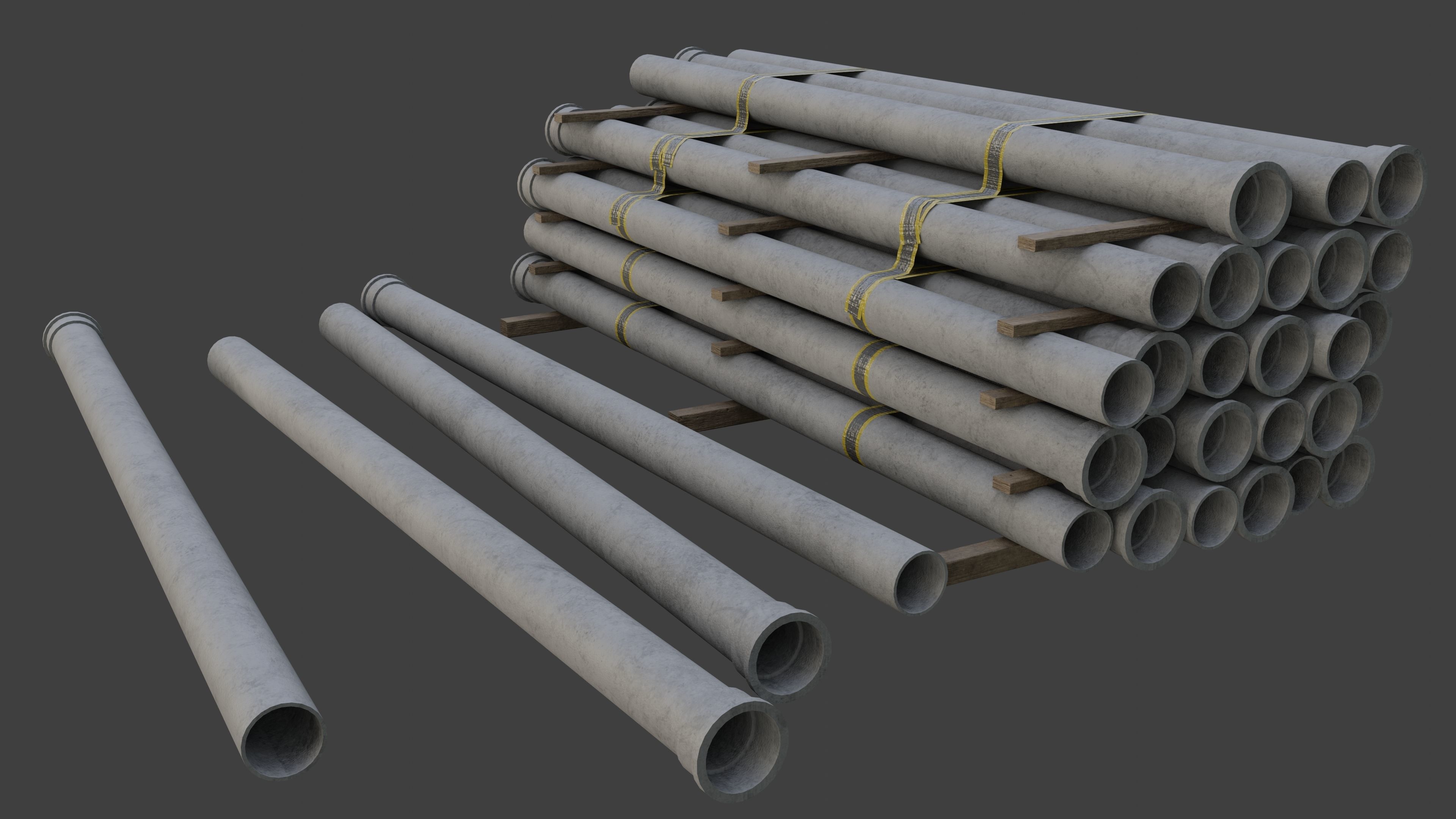 3D model Construction Concrete Tubes VR / AR / low-poly | CGTrader