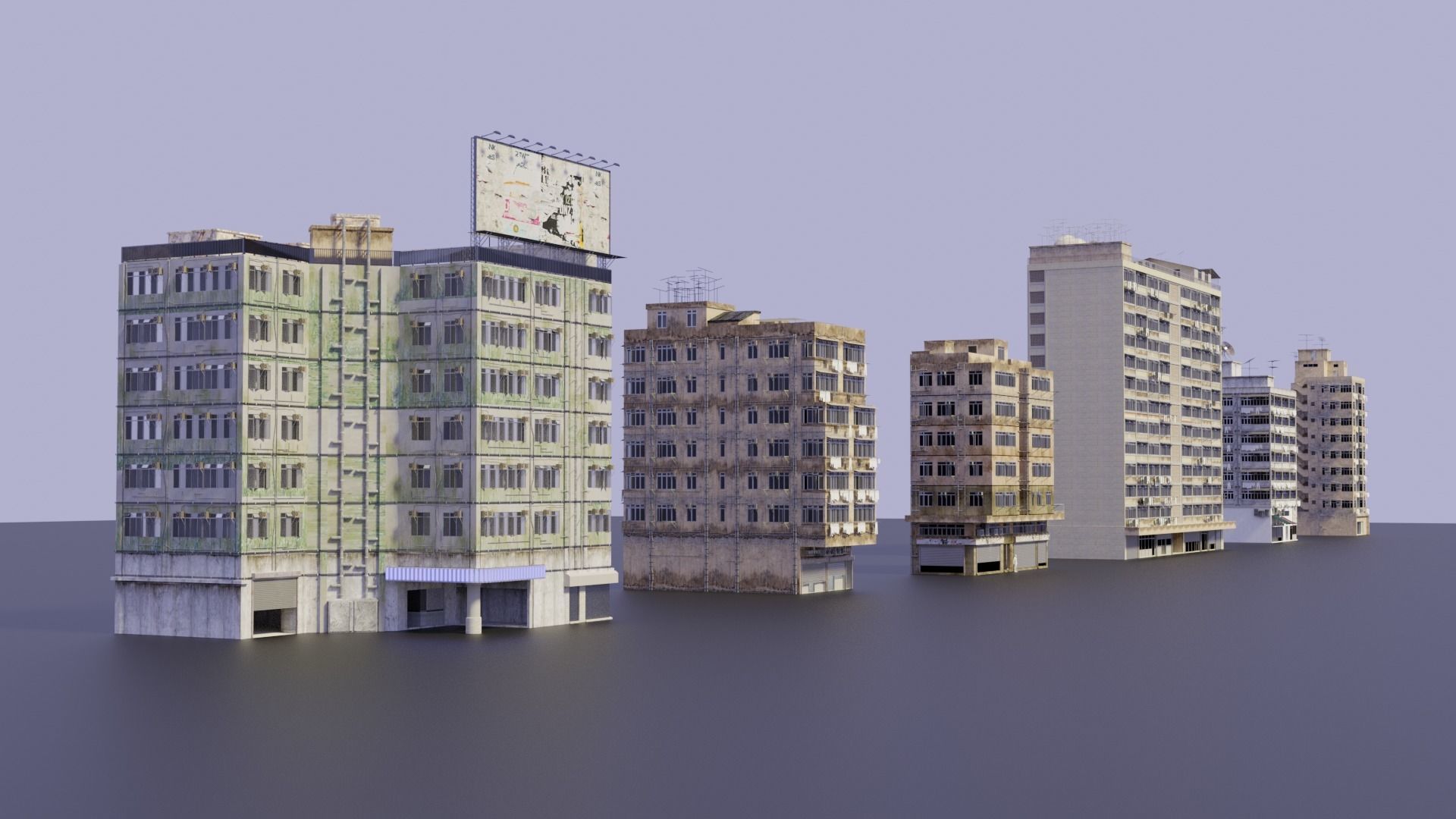 Dystopian Building Set 1 3D model | CGTrader