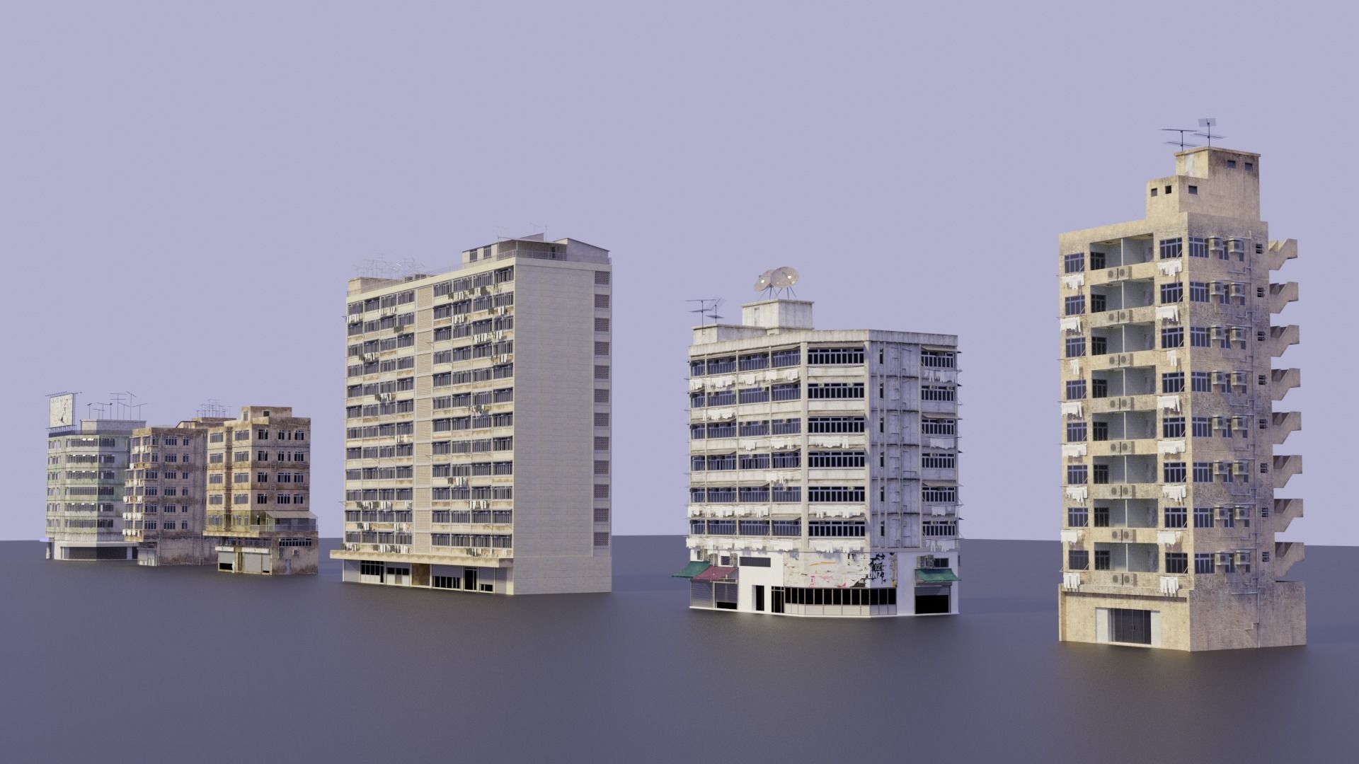 Dystopian Building Set 1 3D model | CGTrader