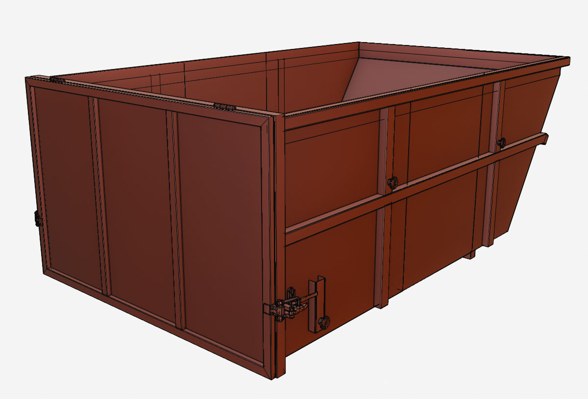 3D model Steel dumpster 10 cubic meters with open top VR / AR / low ...