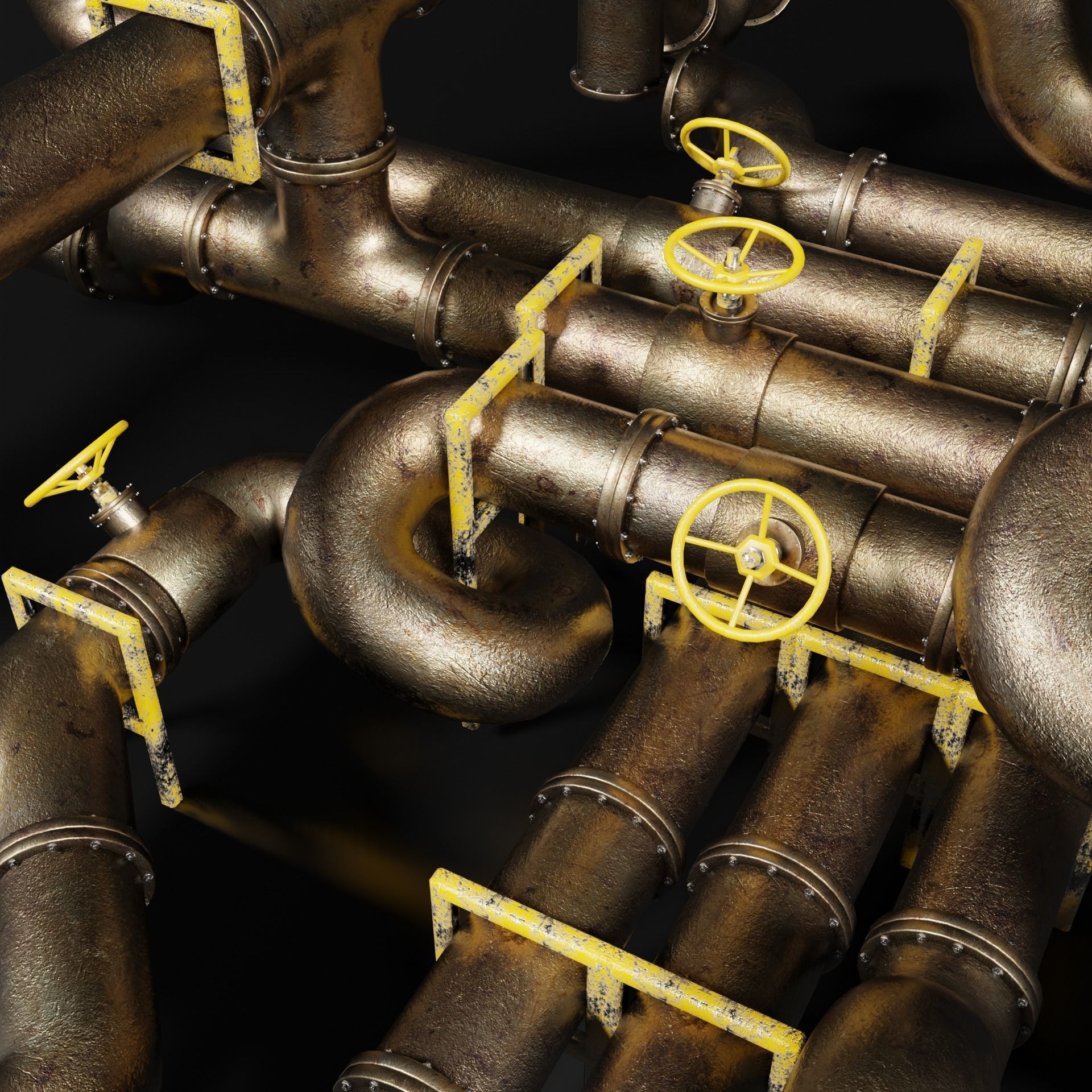 3D model Pipes Module Unity Ready FBX Unity Package VR / AR / low-poly ...