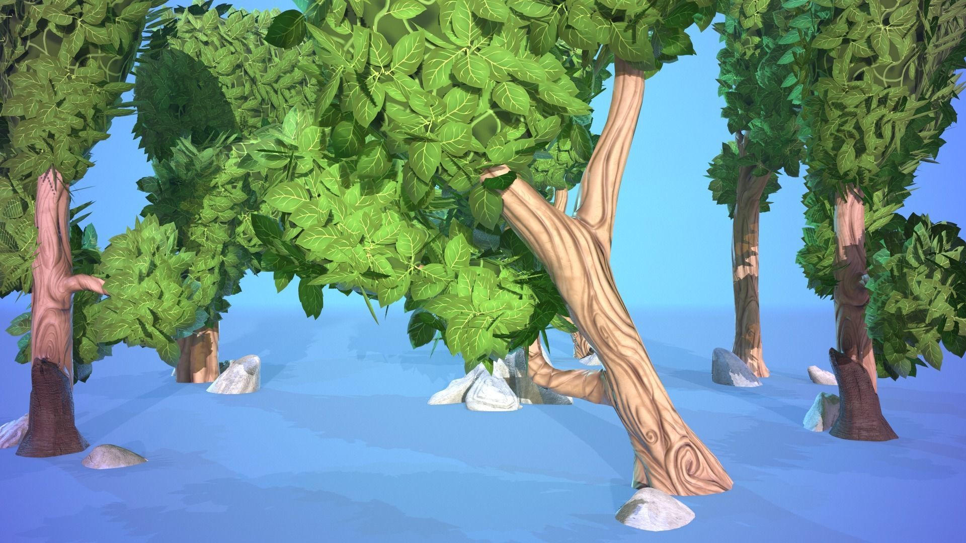 Stylized Foliage Pack - Trees and Rocks 3D model | CGTrader