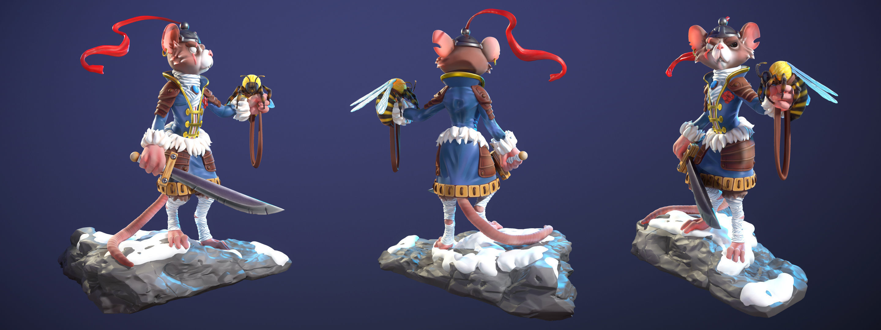 Warrior pirate mouse 3D model | CGTrader