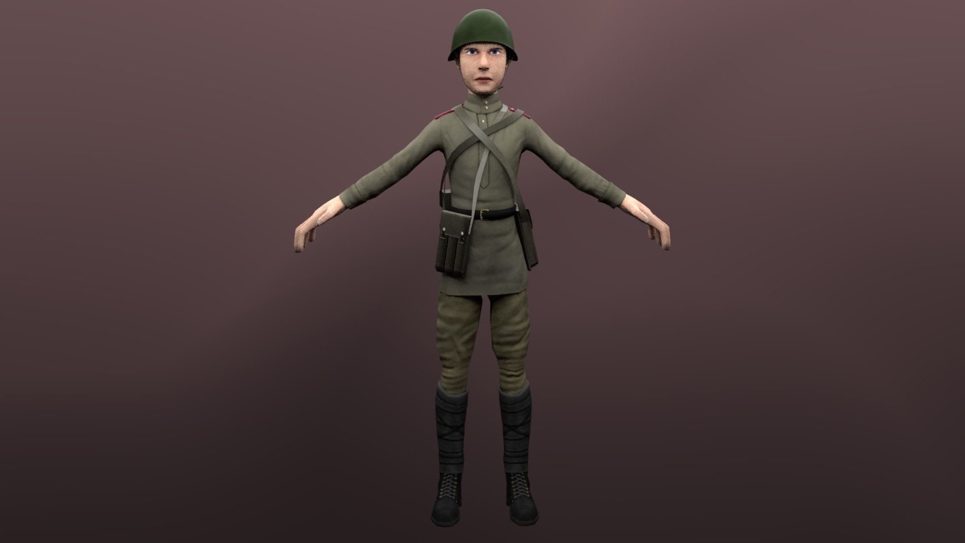 3D model Soviet soldier pbr rigged animated VR / AR / low-poly | CGTrader