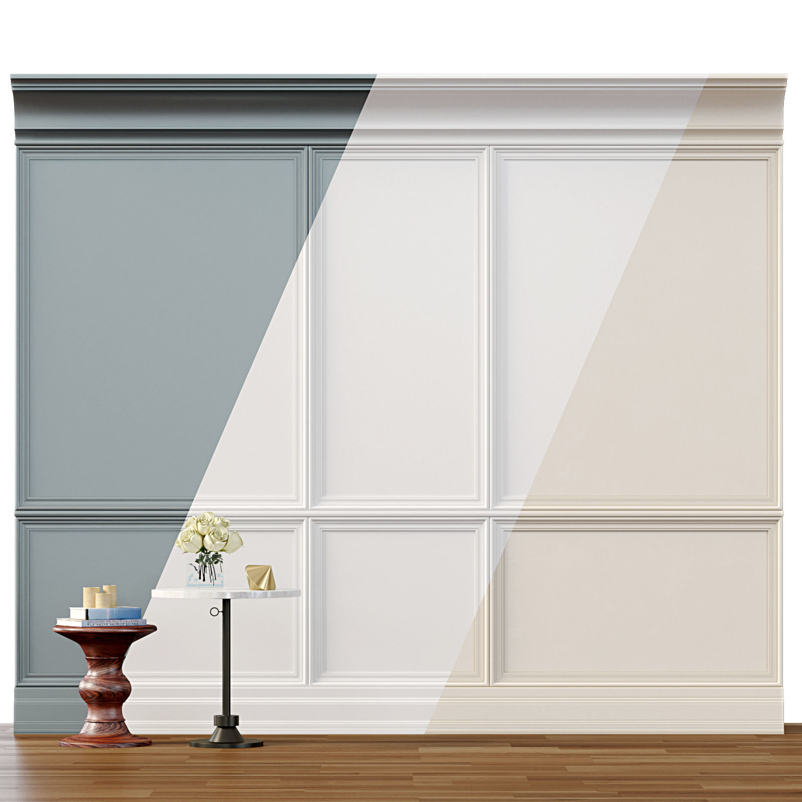 3D model Wall molding 2 Boiserie classic panels VR / AR / low-poly ...