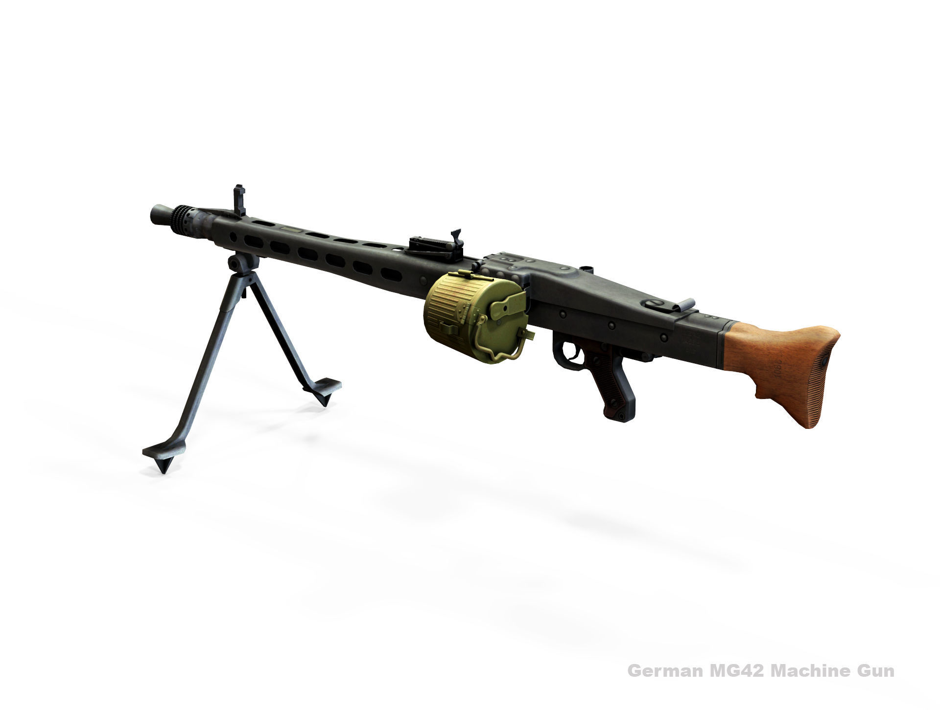 German machine gun MG-42 3D model rigged | CGTrader
