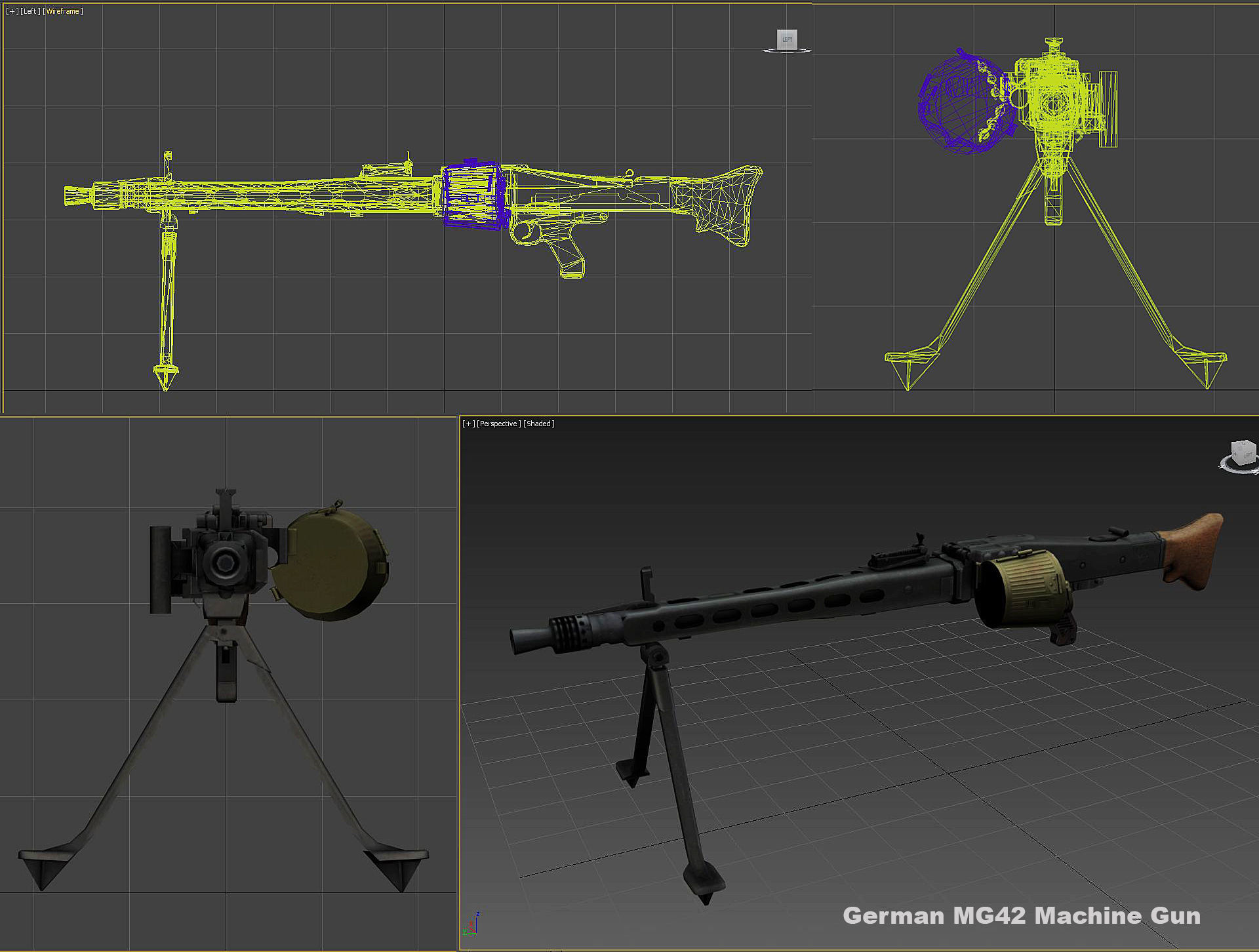 German machine gun MG-42 3D model rigged | CGTrader