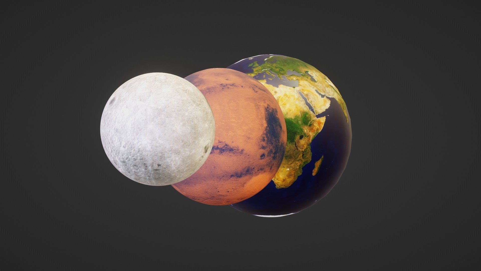 Earth Mars Moon Blender Planet Model Pack 3D model rigged | CGTrader