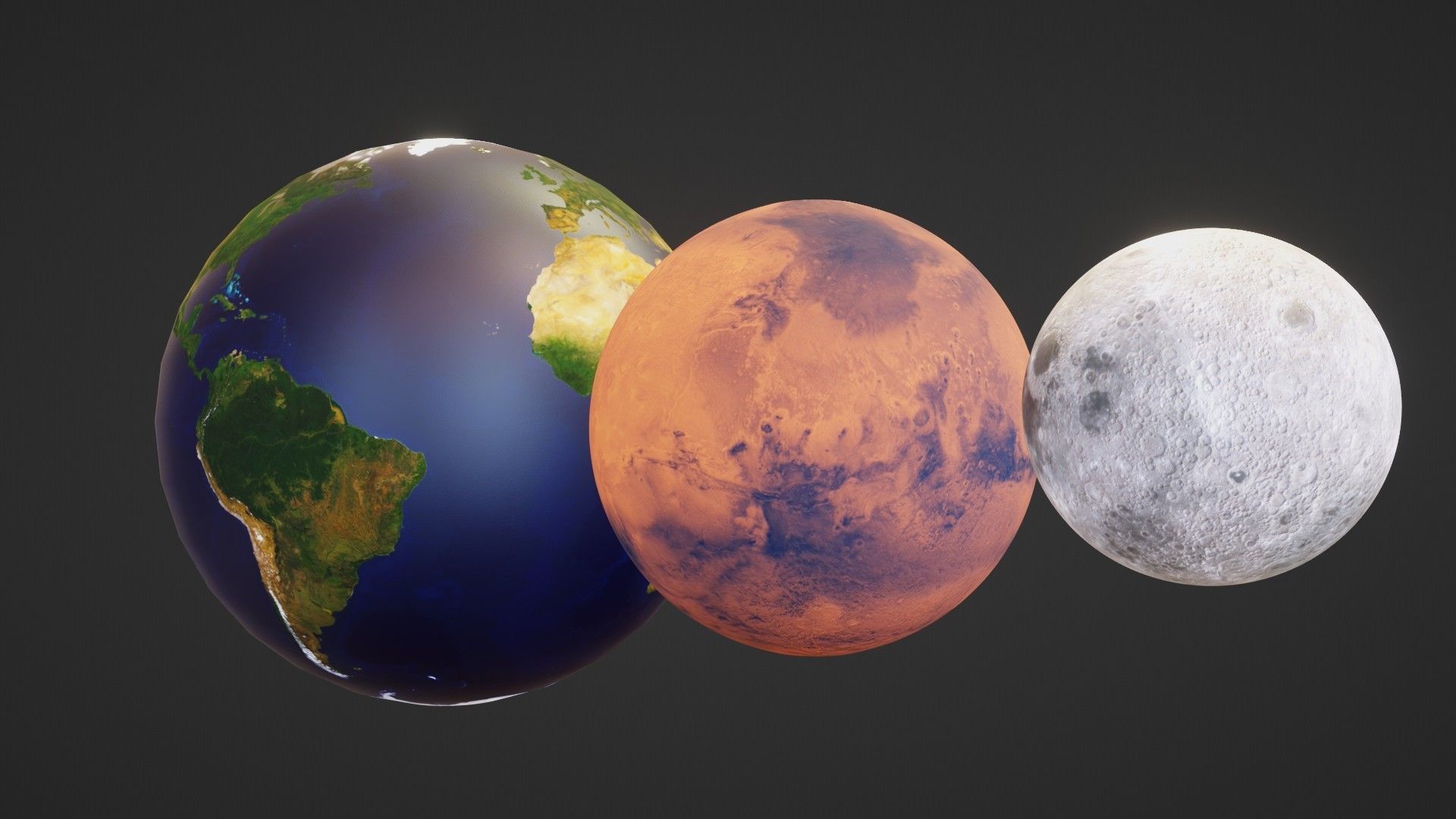 Earth Mars Moon Blender Planet Model Pack 3D model rigged | CGTrader