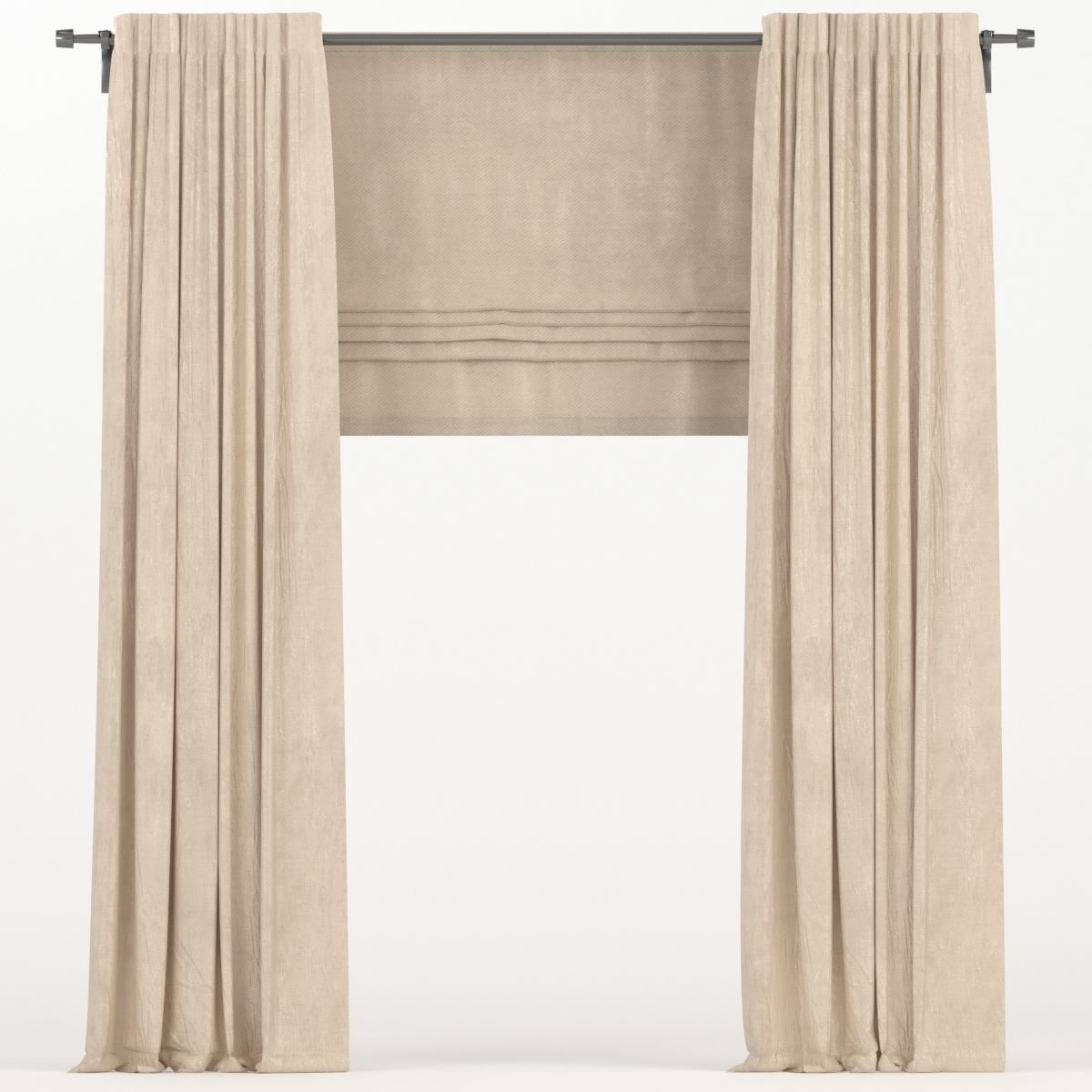 Brown curtains with a roman curtain 3D model | CGTrader